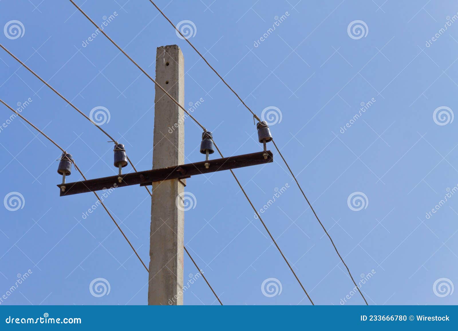 Wooden Utility Pole on a Blue Sky Background Stock Photo - Image of ...