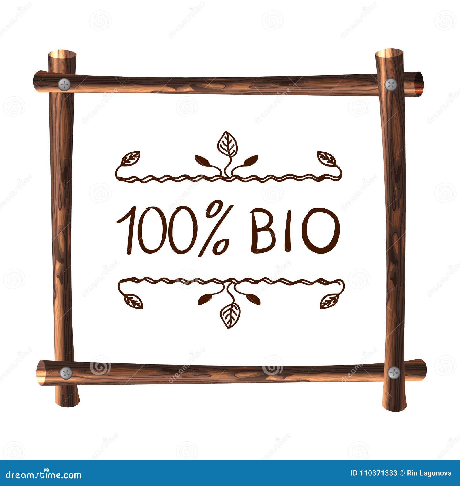 Wooden VECTOR Frame, Natural Frame Template with Handwritten Words: 100 ...