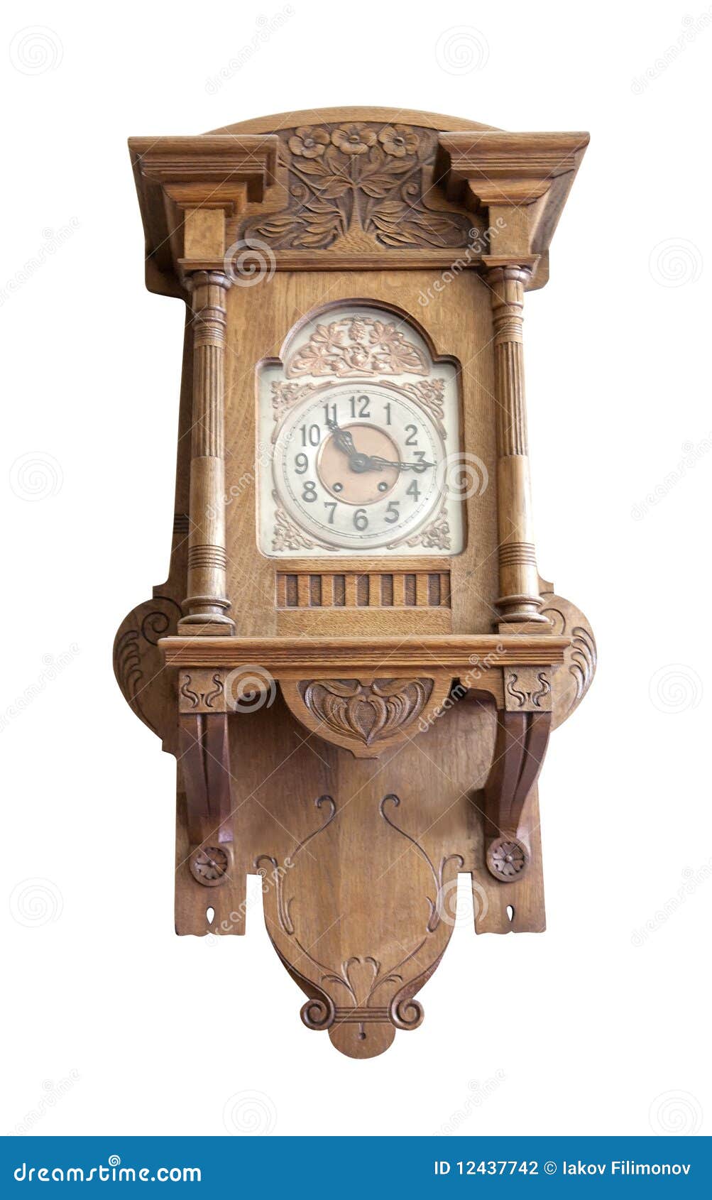 Wooden vintage clock stock photo. Image of retro, mechanism - 12437742