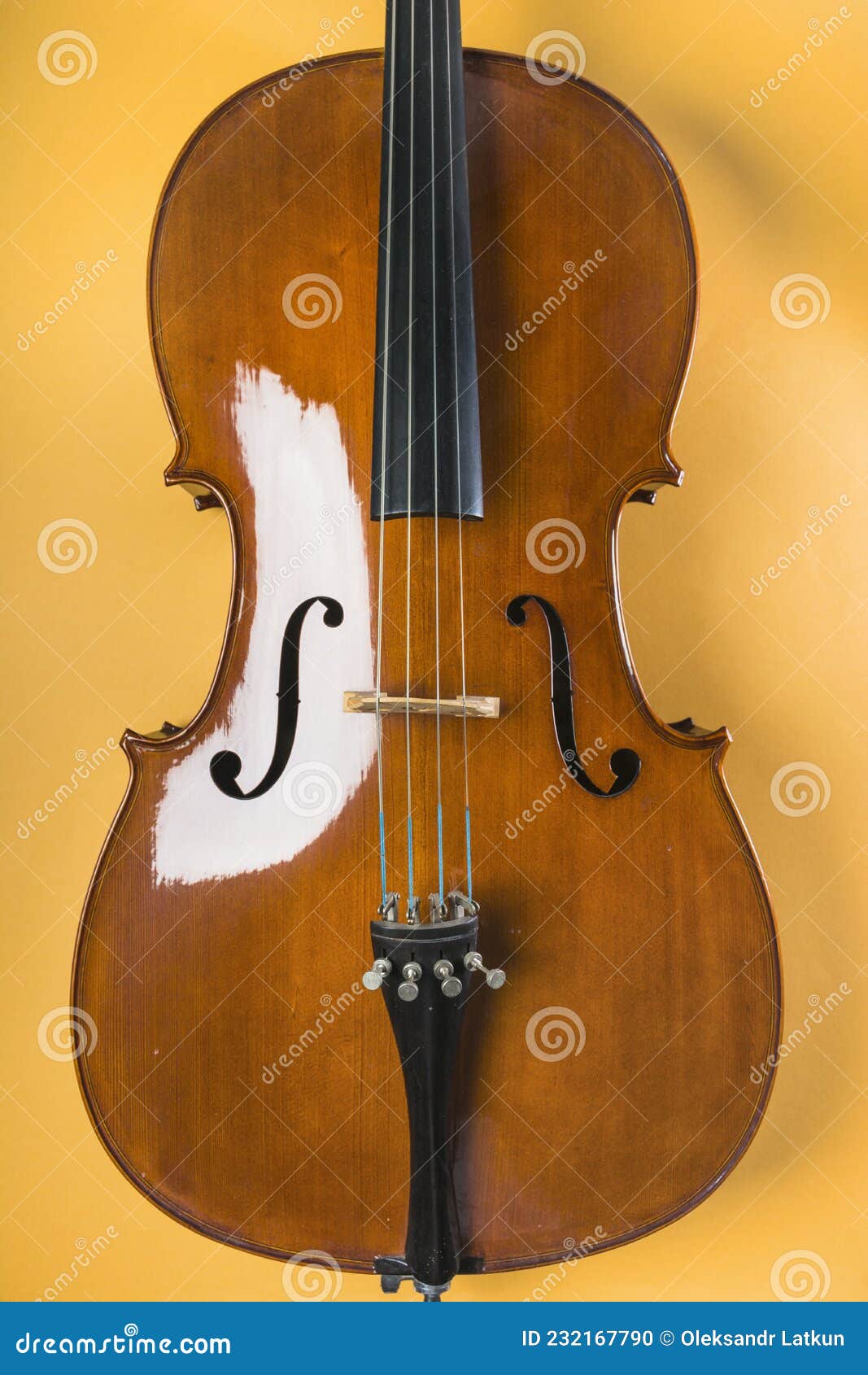Wooden Violin with String Yellow Background. High Quality Photo Stock ...