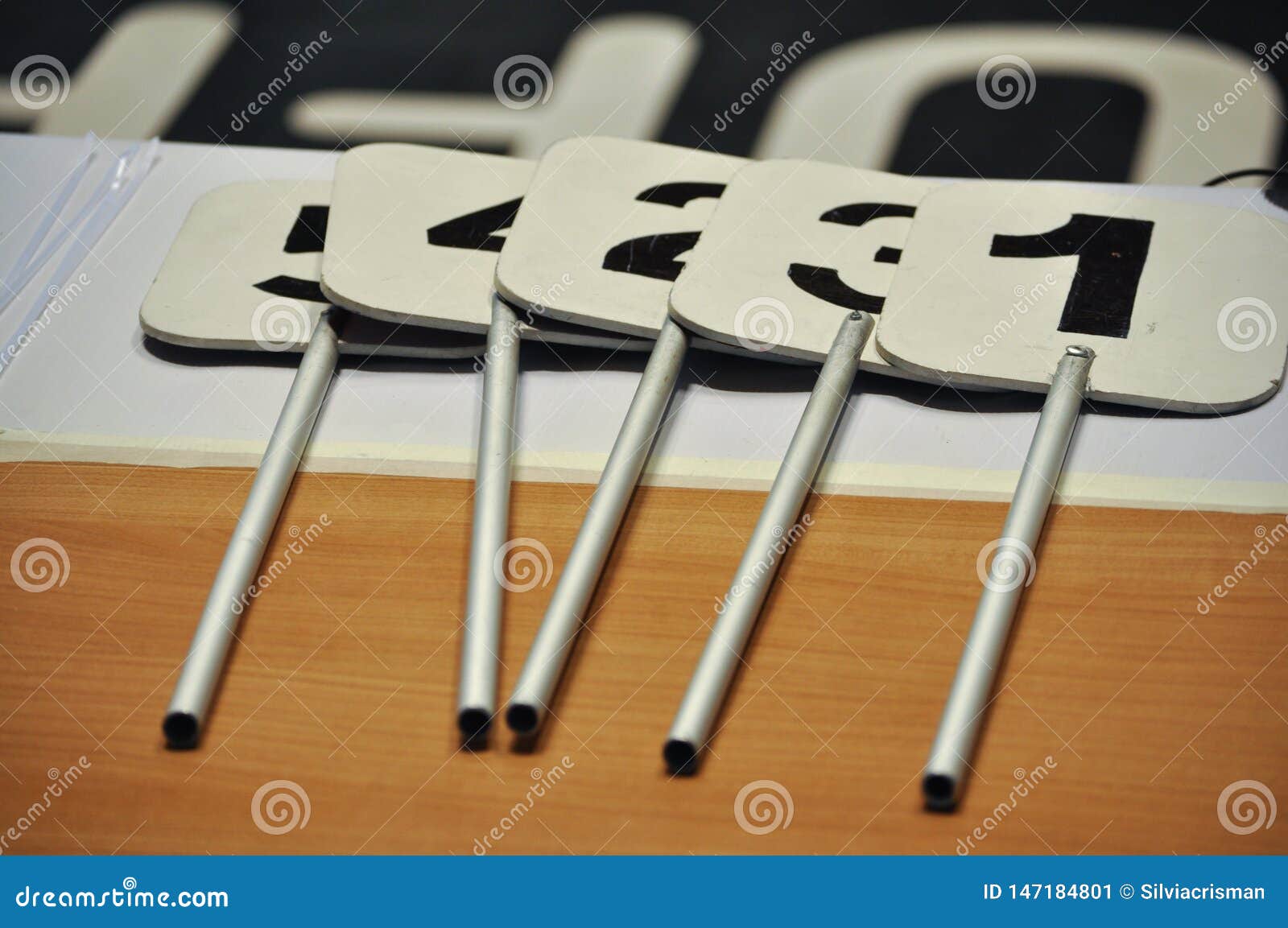 Wooden voting paddle stock image. Image of game, four - 147184801
