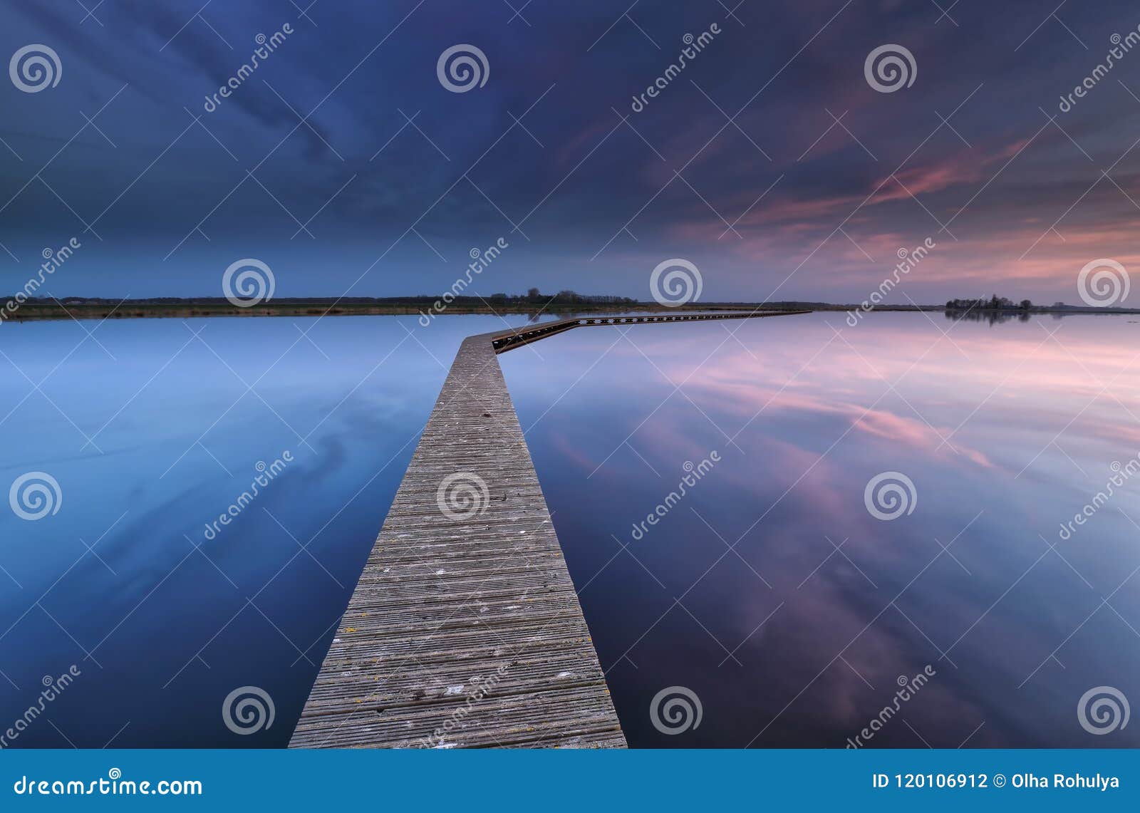 Wooden Walkpath on Water at Dawn Stock Photo - Image of beautiful ...