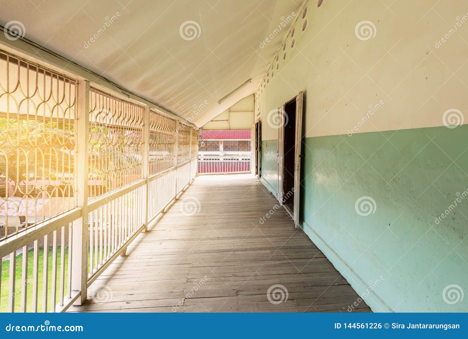 Wooden Walkway in Front of the Balcony Stock Photo - Image of outside ...