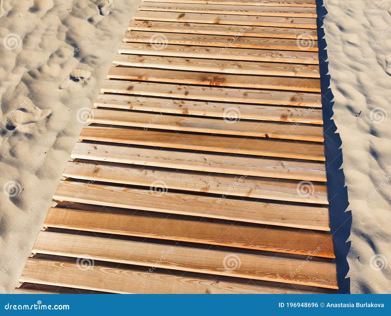 Wooden Walkway on the Sandy Beach Stock Photo - Image of weathered ...