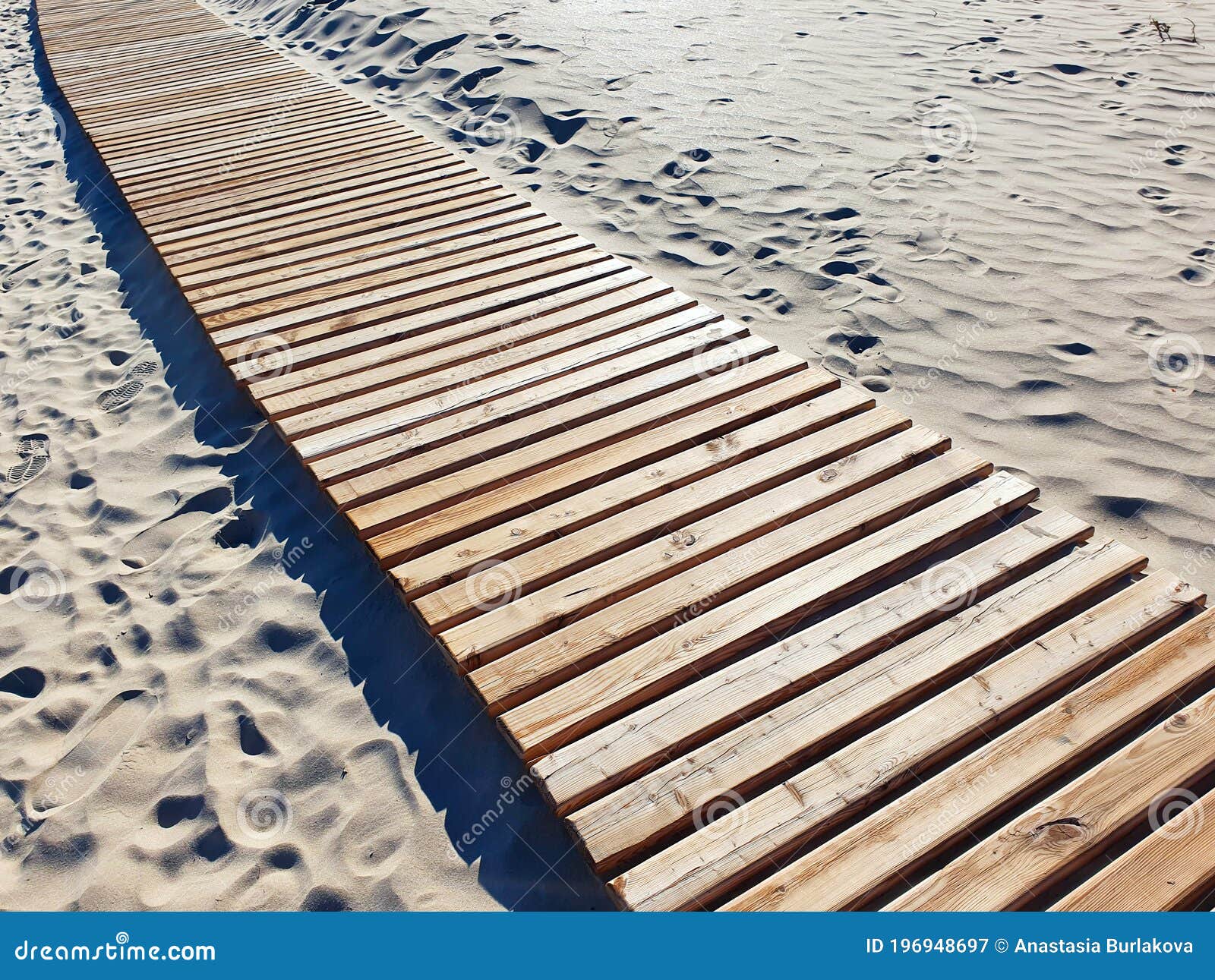 Wooden Walkway on the Sandy Beach Stock Image - Image of plank, space ...