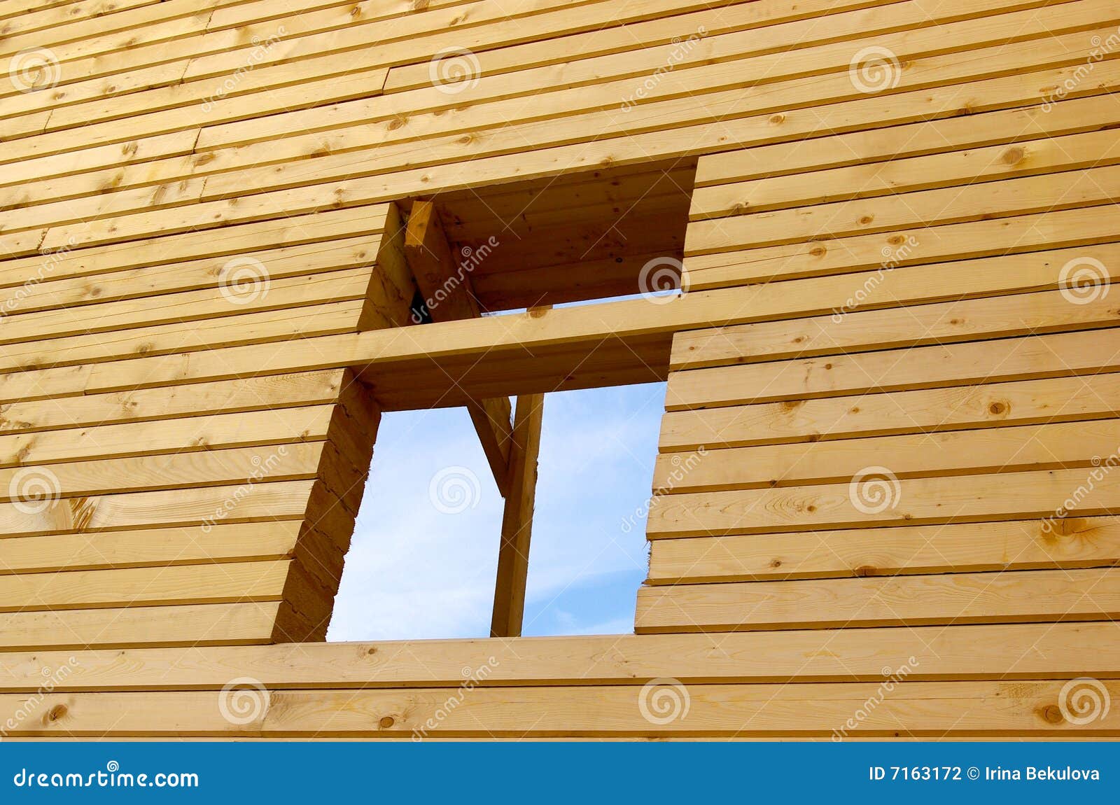 Wooden Wall and Opening Window Stock Photo - Image of plank, building ...