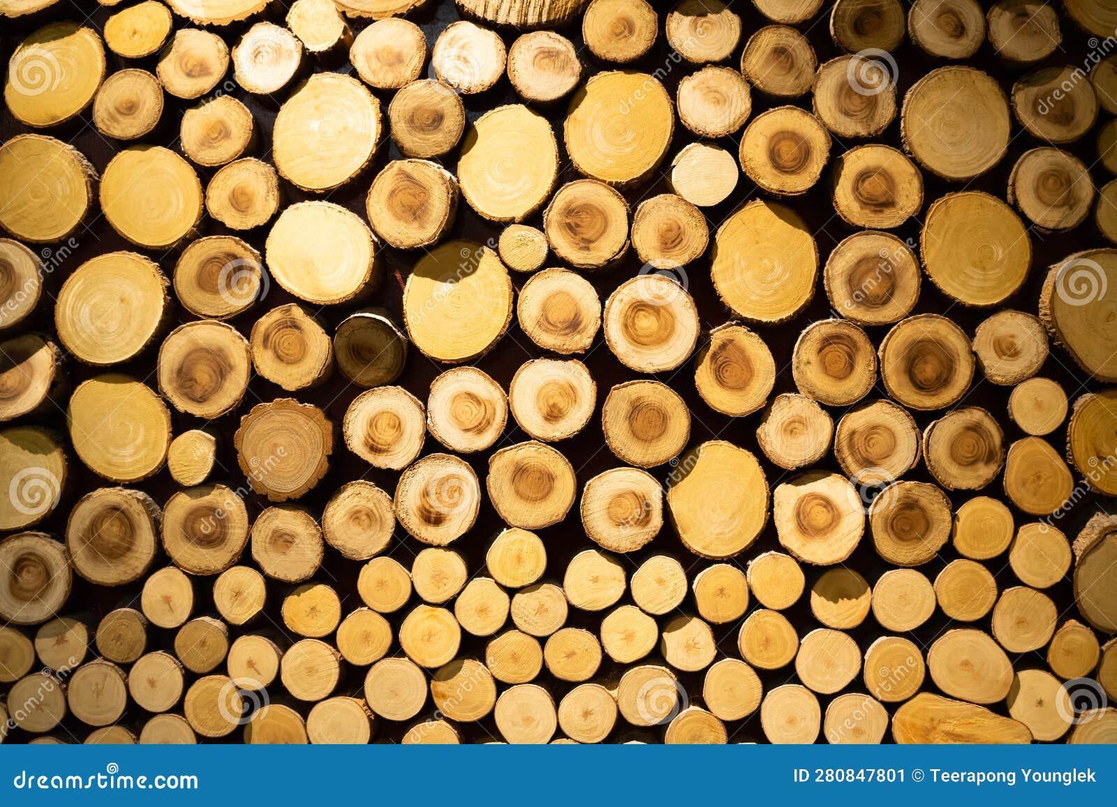 The Wooden Wall is Stacked As a Background Stock Image - Image of plank ...