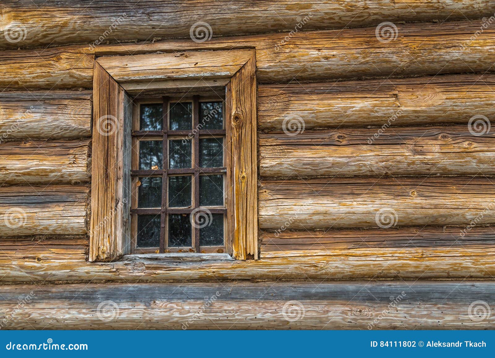Wooden wall with window stock photo. Image of frame, architecture ...