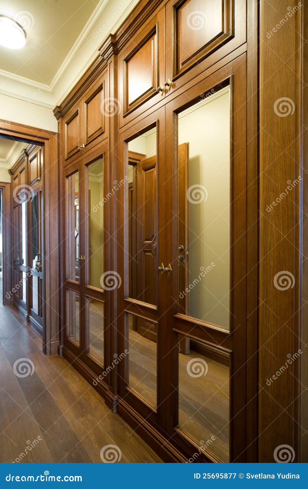 Wooden Wardrobe in Corridor Stock Image - Image of ceiling, vertical ...