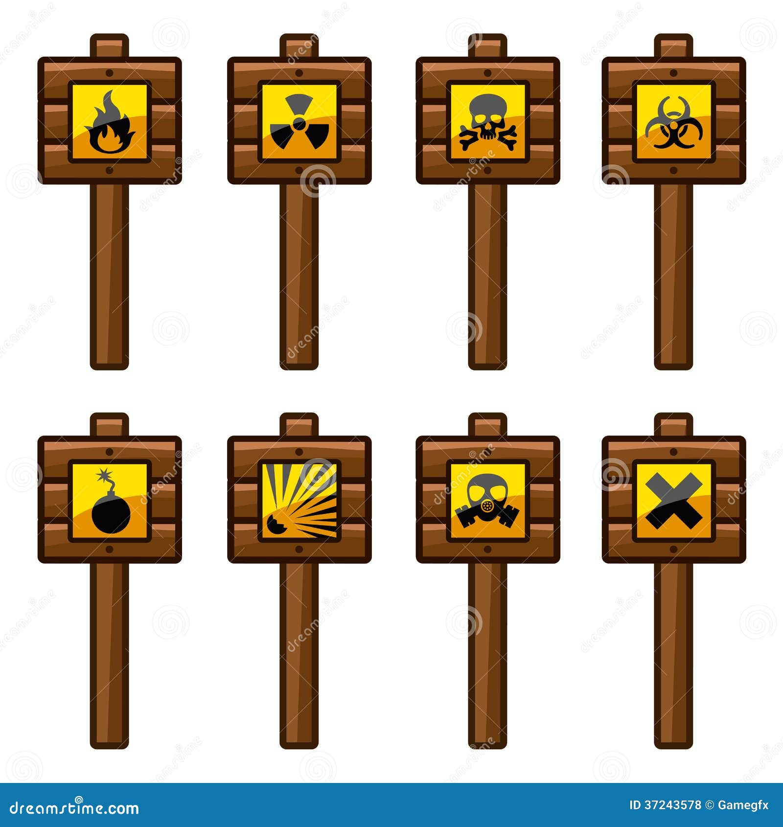 Wooden warning signs stock illustration. Illustration of danger - 37243578