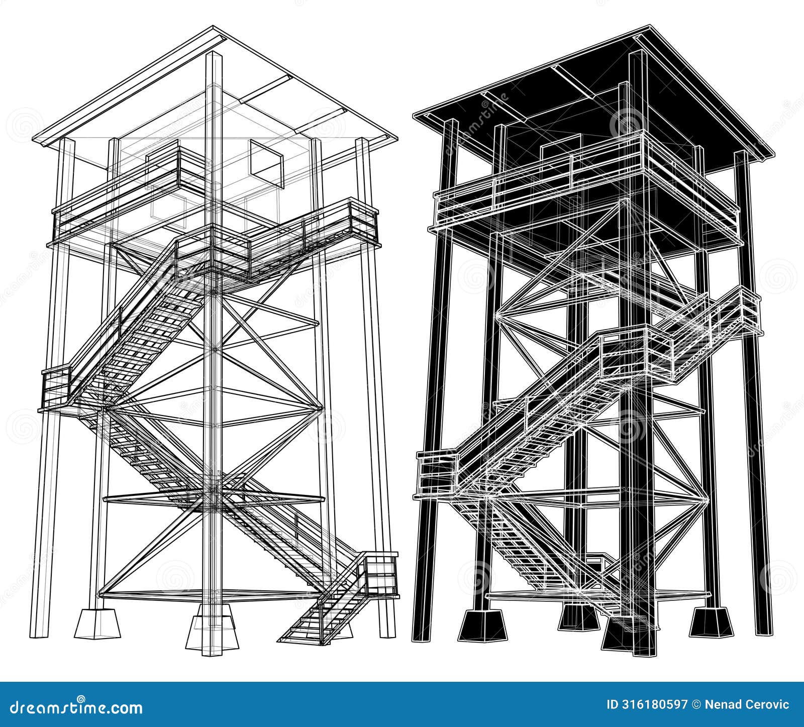 Wooden Watch Tower Vector. Construction Structure Illustration Isolated ...