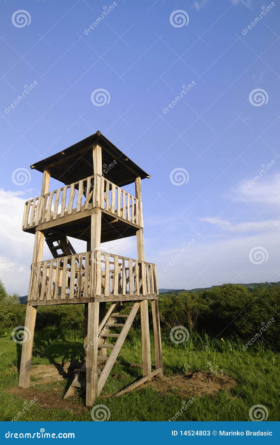 Wooden watchtower stock image. Image of blue, sunlight - 14524803