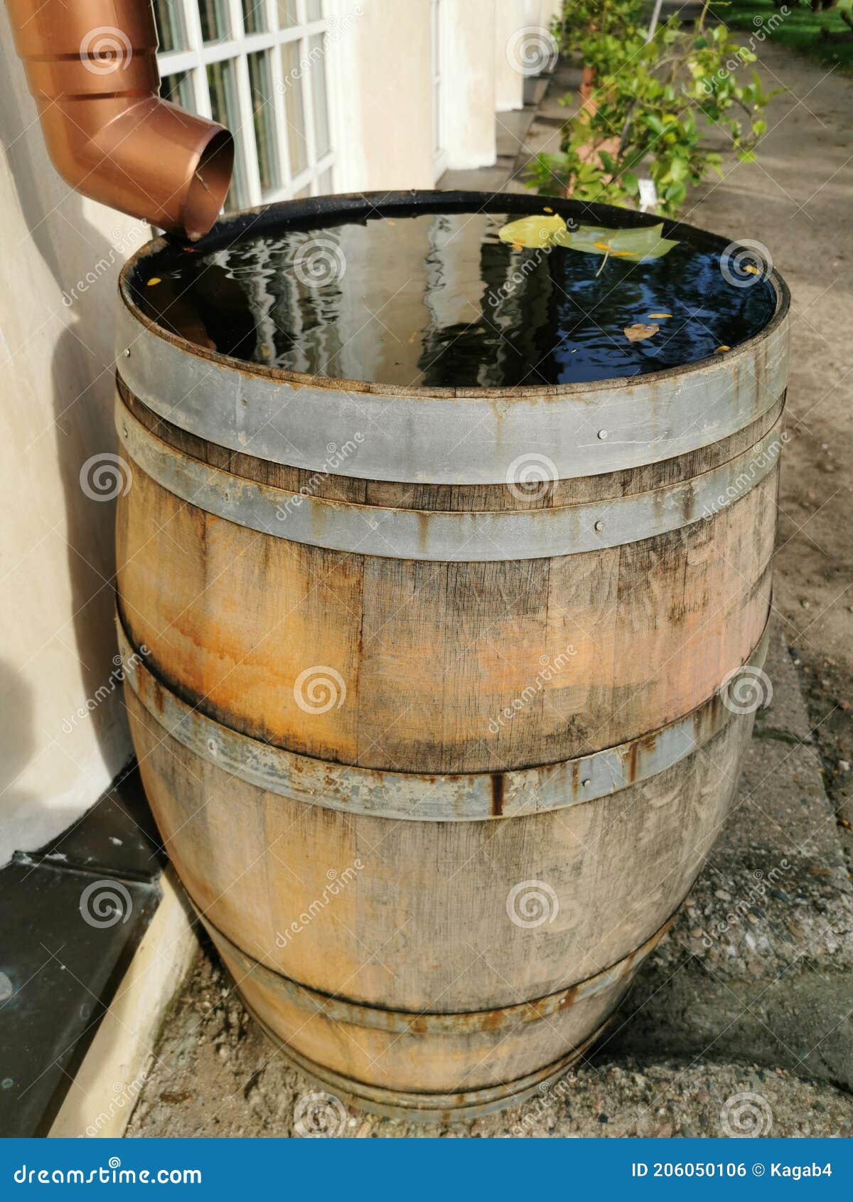 Wooden Water Barrel, Gutter. Stock Photo - Image of rain, ecologically ...