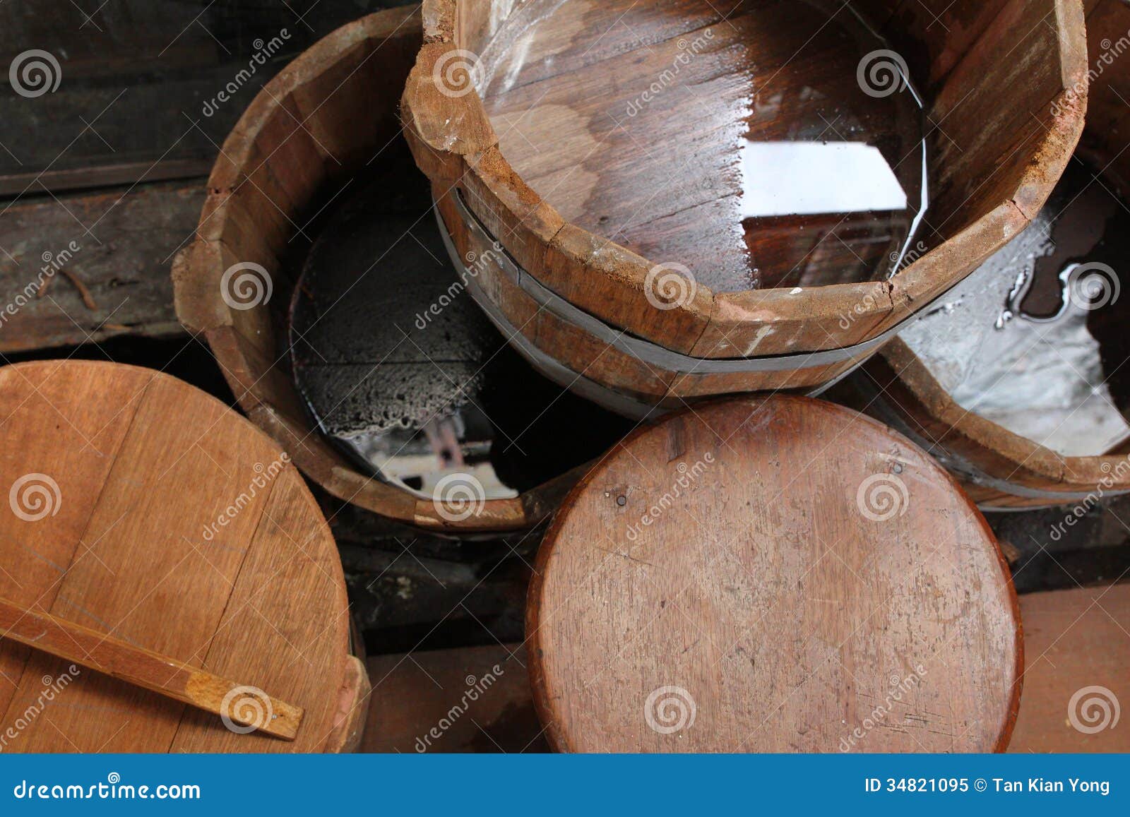 Wooden water buckets stock image. Image of craftmanship - 34821095