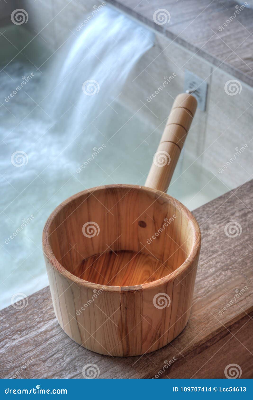Wooden water dipper stock photo. Image of bath, water - 109707414