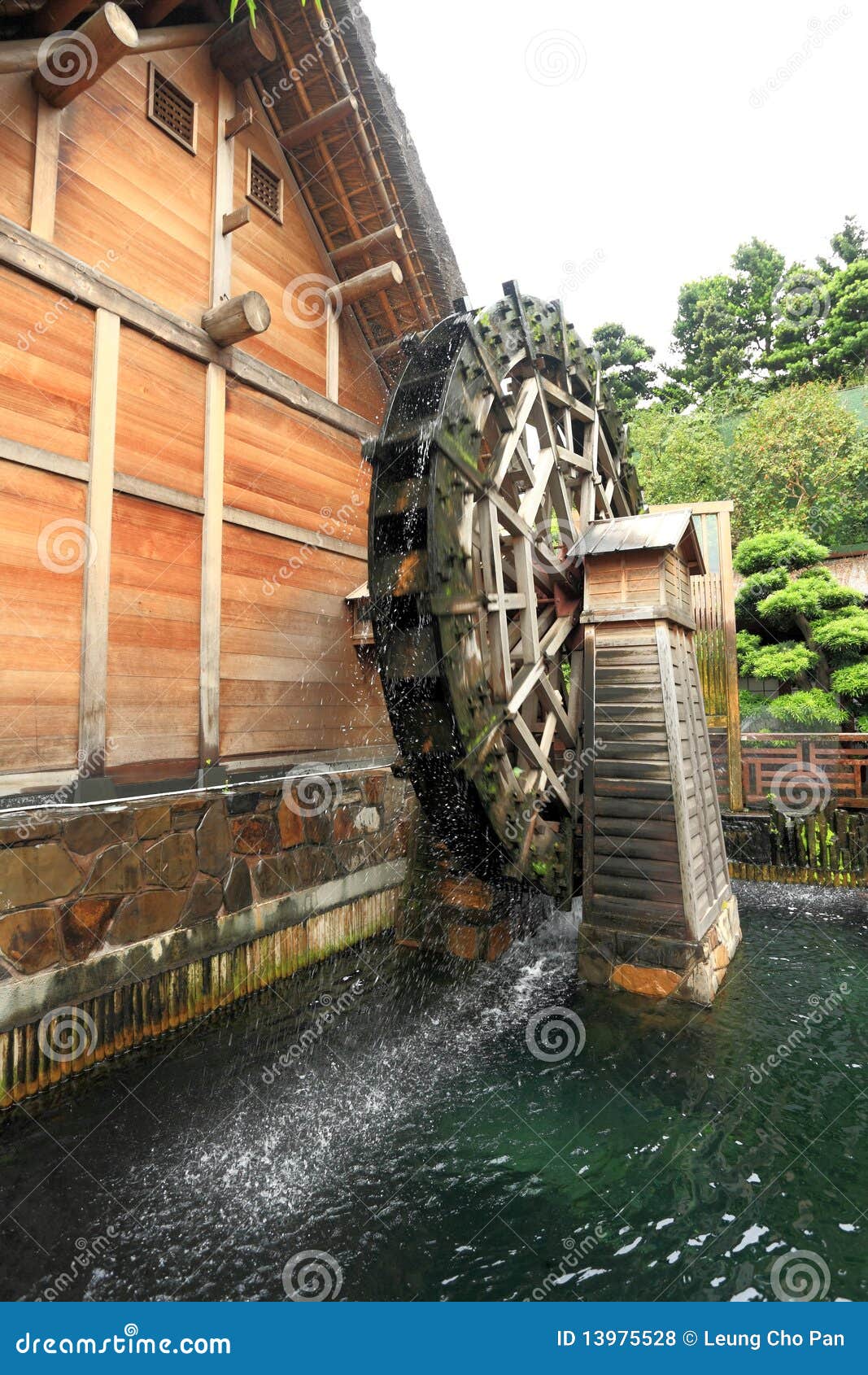 Wooden waterwheel stock photo. Image of house, green - 13975528