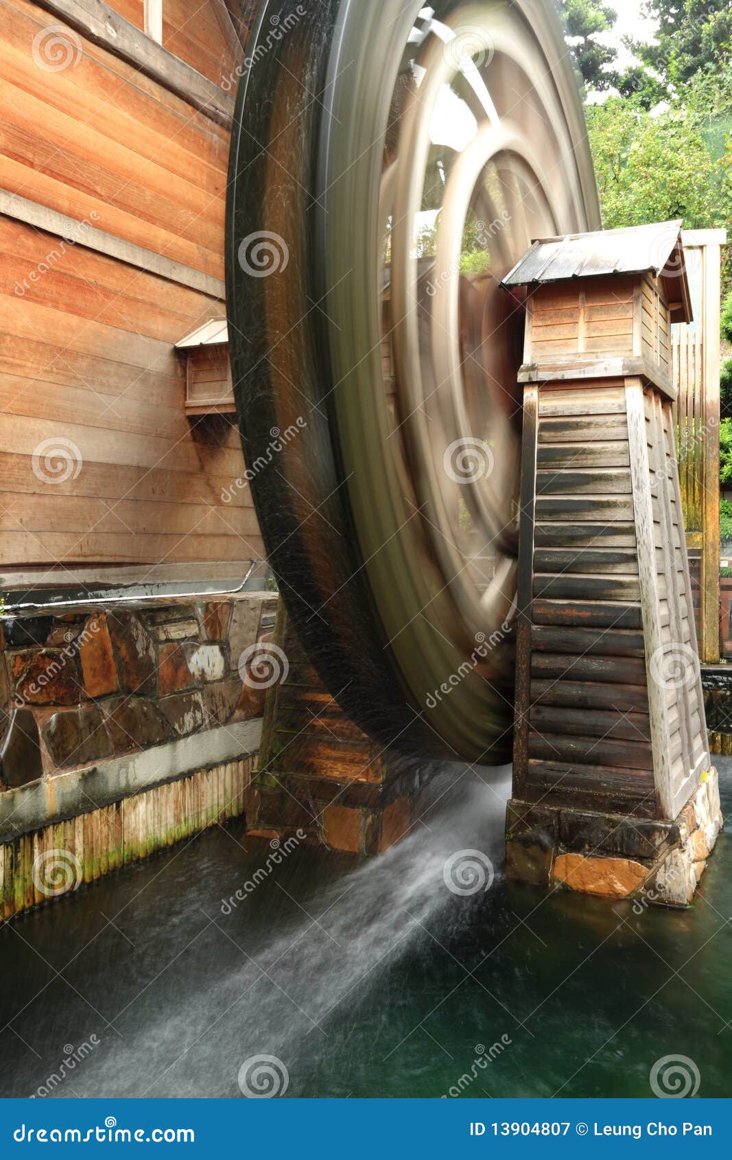 Wooden Waterwheel is Rotating Stock Image - Image of building, chinese ...