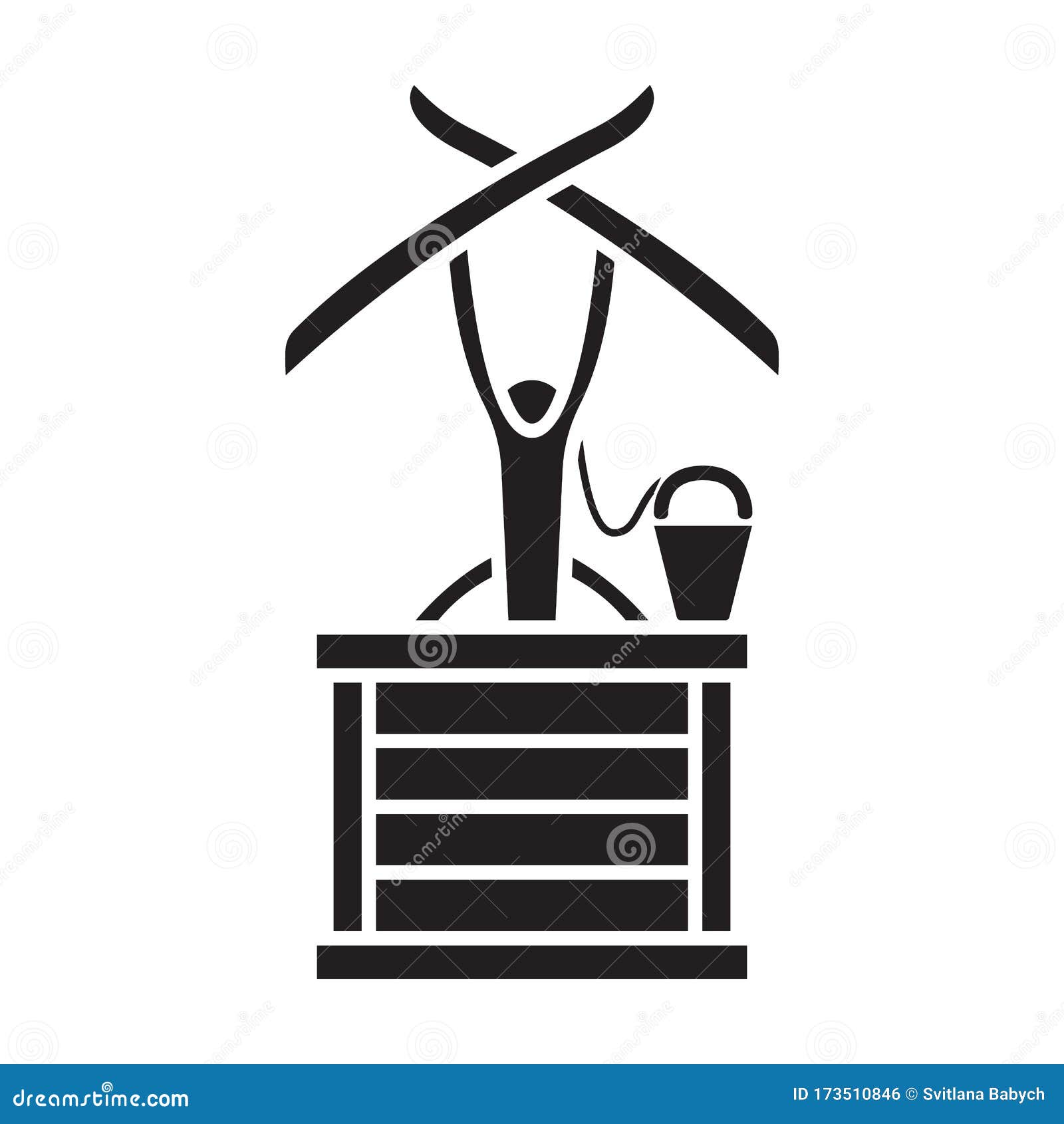 Wooden Well Vector Icon.Black Vector Icon Isolated on White Background ...