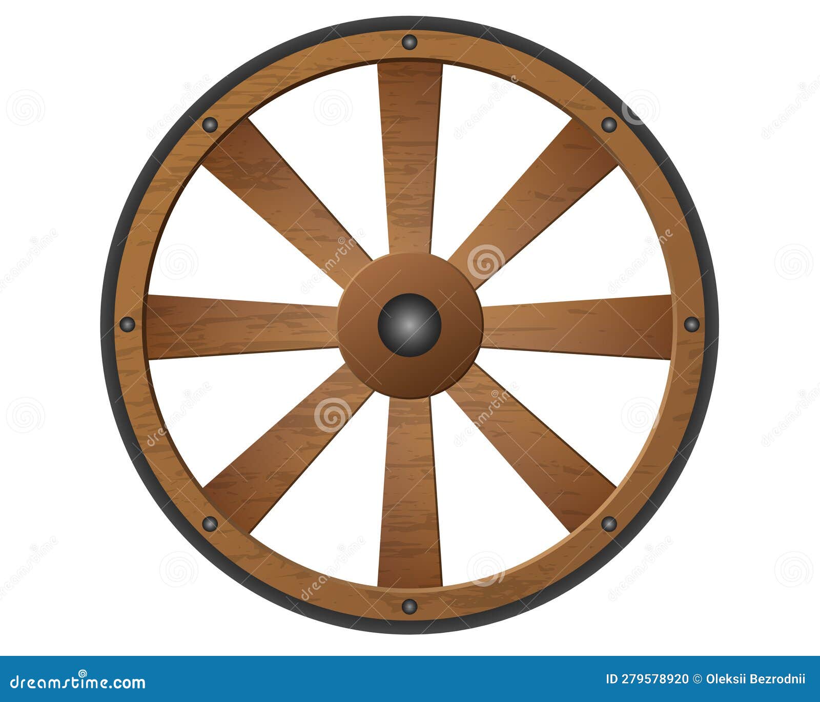Wooden Wheel Vector 3d Realistic Stock Vector - Illustration of vector ...