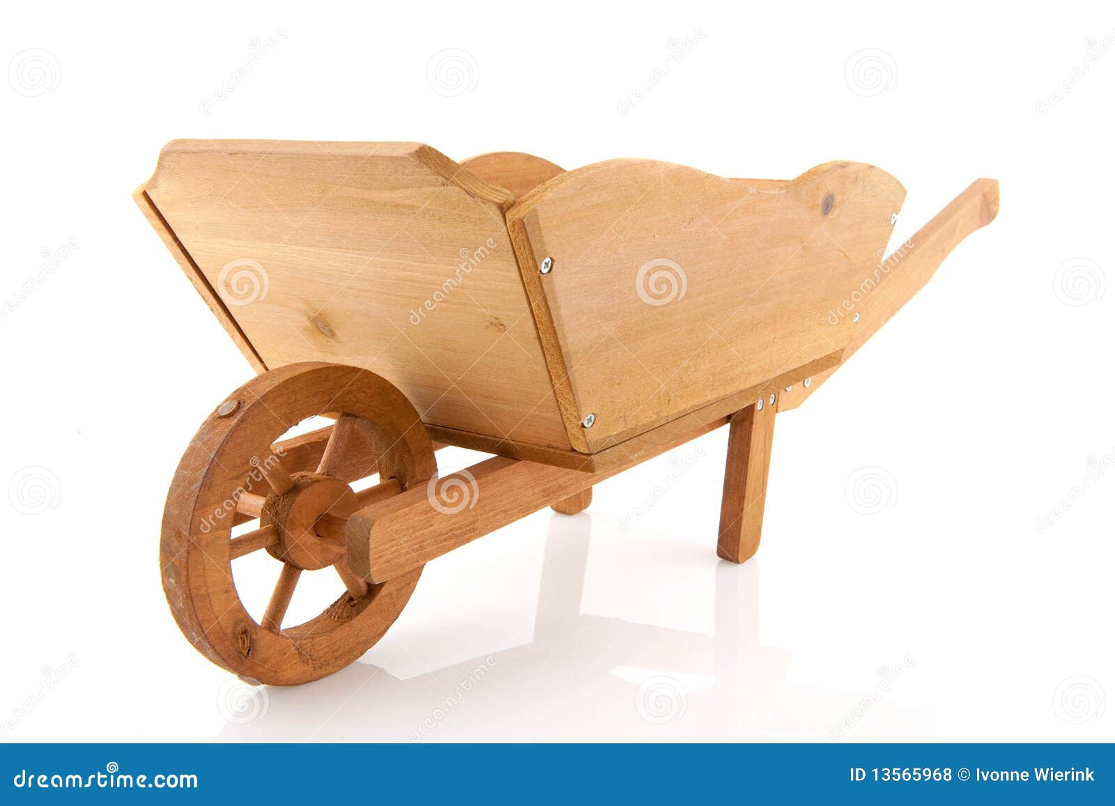 Wooden Wheelbarrow With Wooden Wheel. Traditional Old Transportation ...