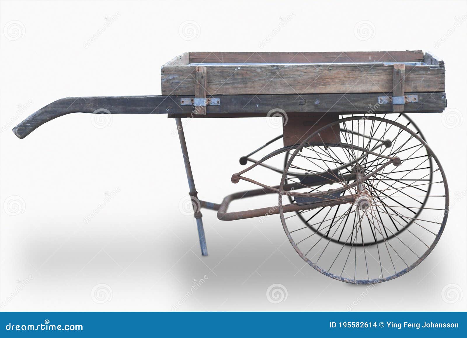 Wooden Wheelbarrow With Wooden Wheel. Traditional Old Transportation ...
