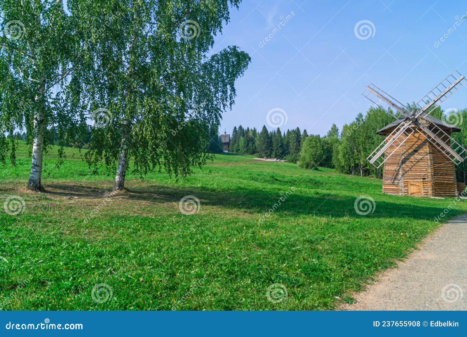 Wooden Windmill for Grinding Flour Stock Photo - Image of industrial ...