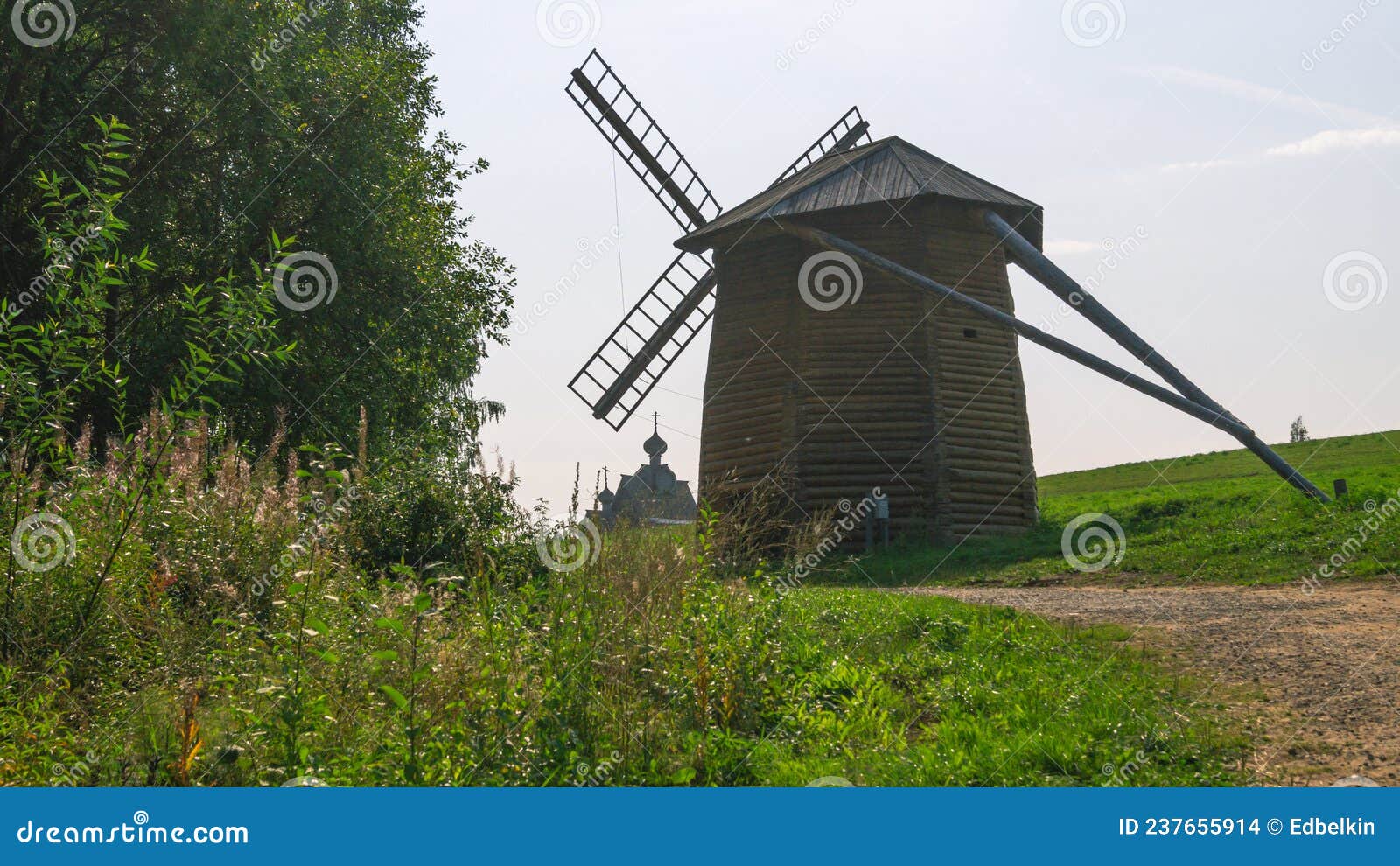 Wooden Windmill for Grinding Flour Stock Photo - Image of industrial ...