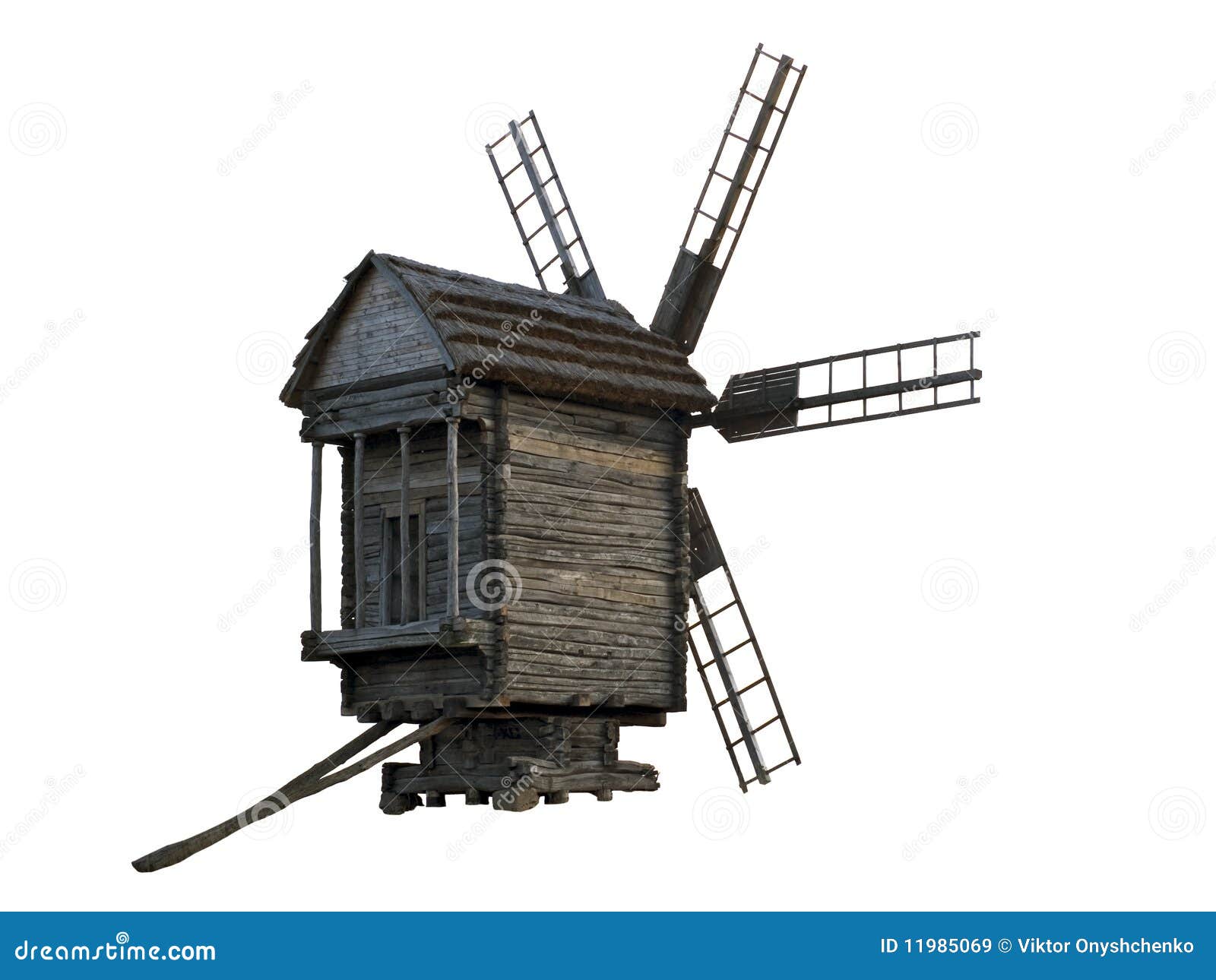 Wooden windmill isolated stock image. Image of building - 11985069