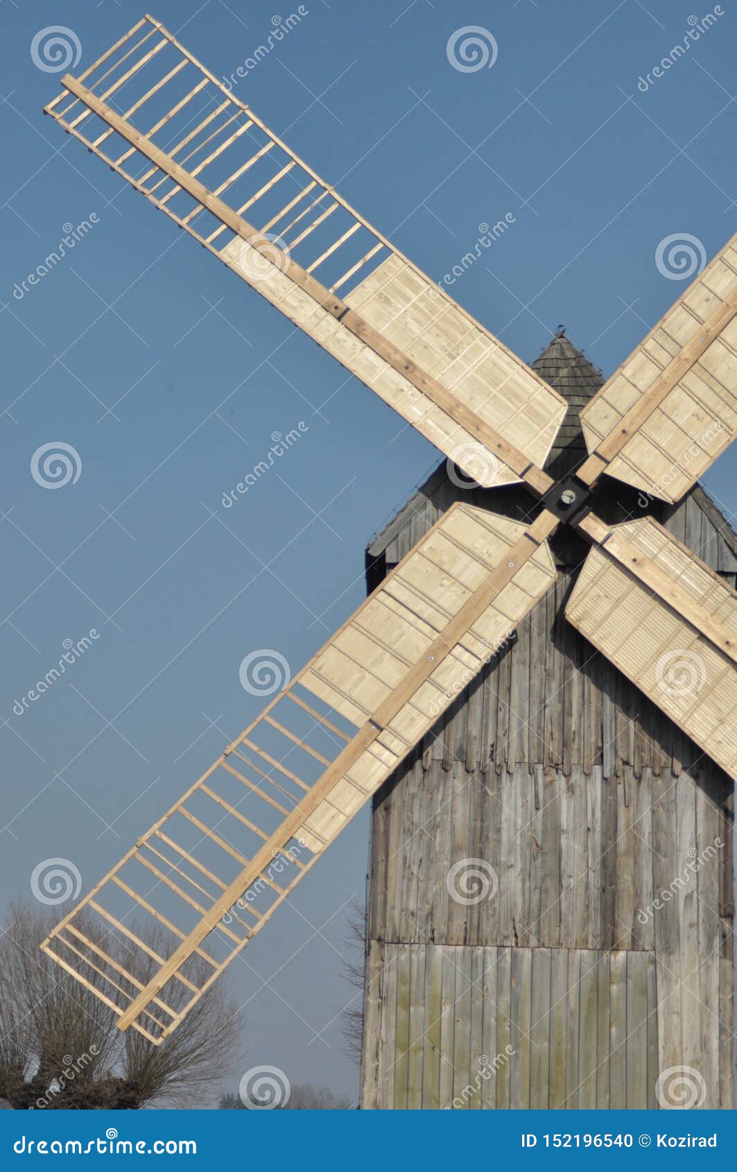 Wooden windmill. Monument stock photo. Image of architecture - 152196540