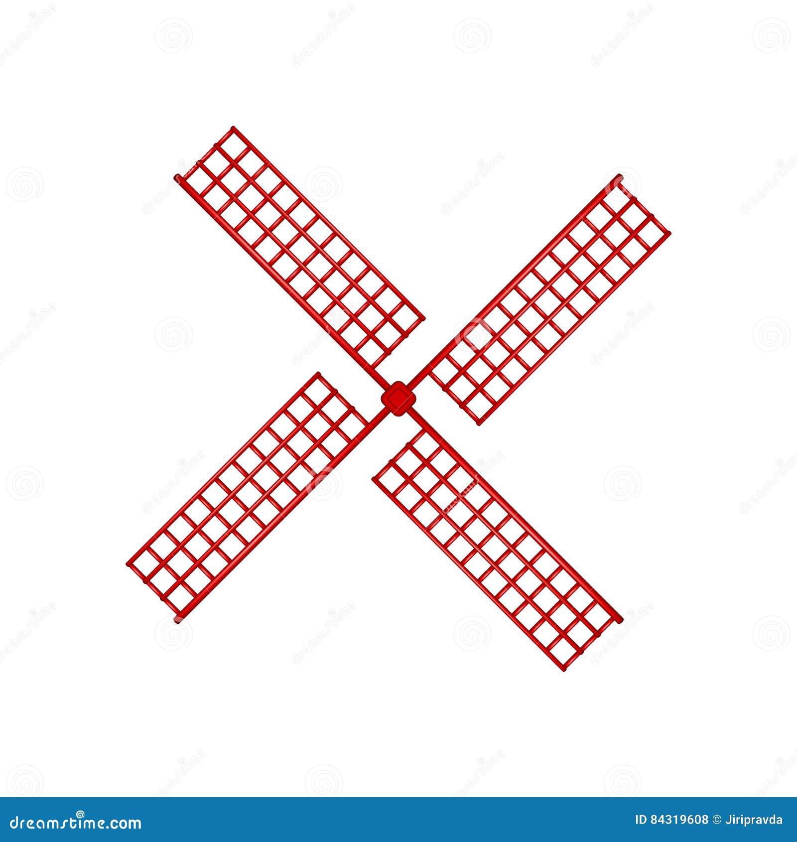 Wooden Windmill in Red Design Stock Vector - Illustration of power ...
