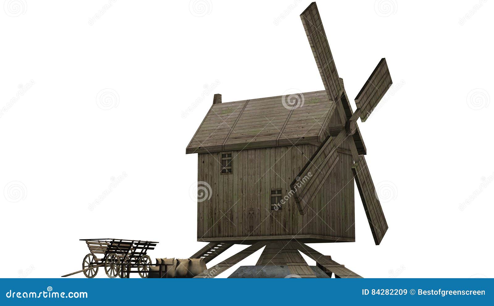 Wooden Windmill - Separated on White Background Stock Illustration ...