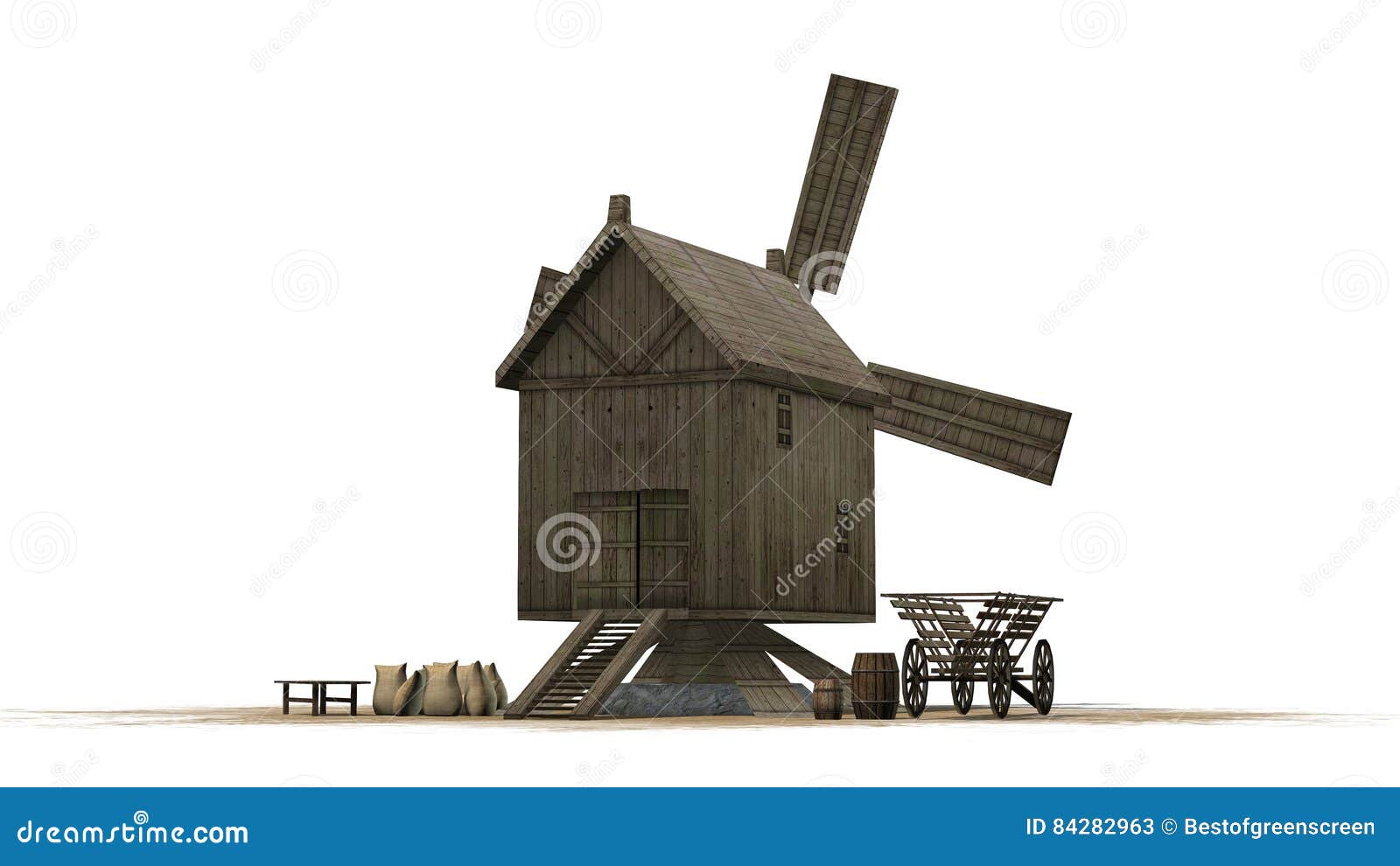 Wooden Windmill - Separated on White Background Stock Illustration ...