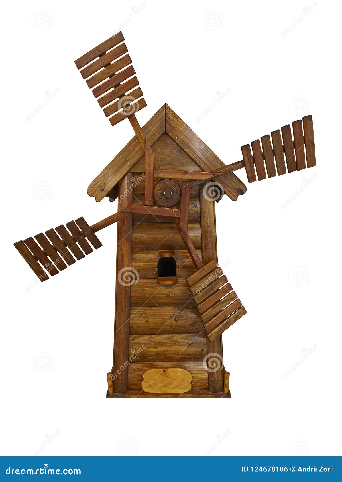 Wooden Windmill View from the Front Isolated on White Background ...