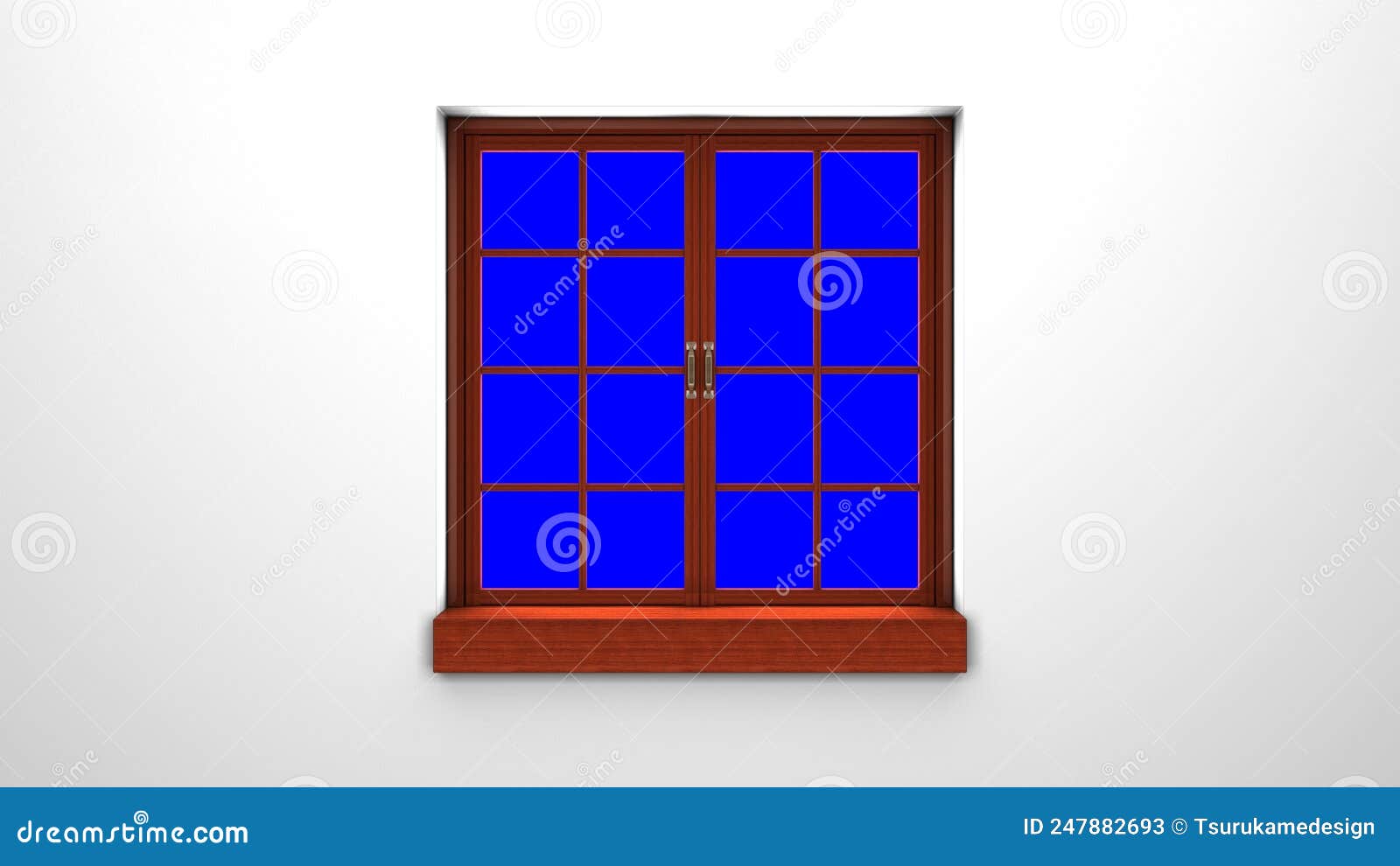 Wooden Window with Blue Chroma Key. Stock Illustration - Illustration ...