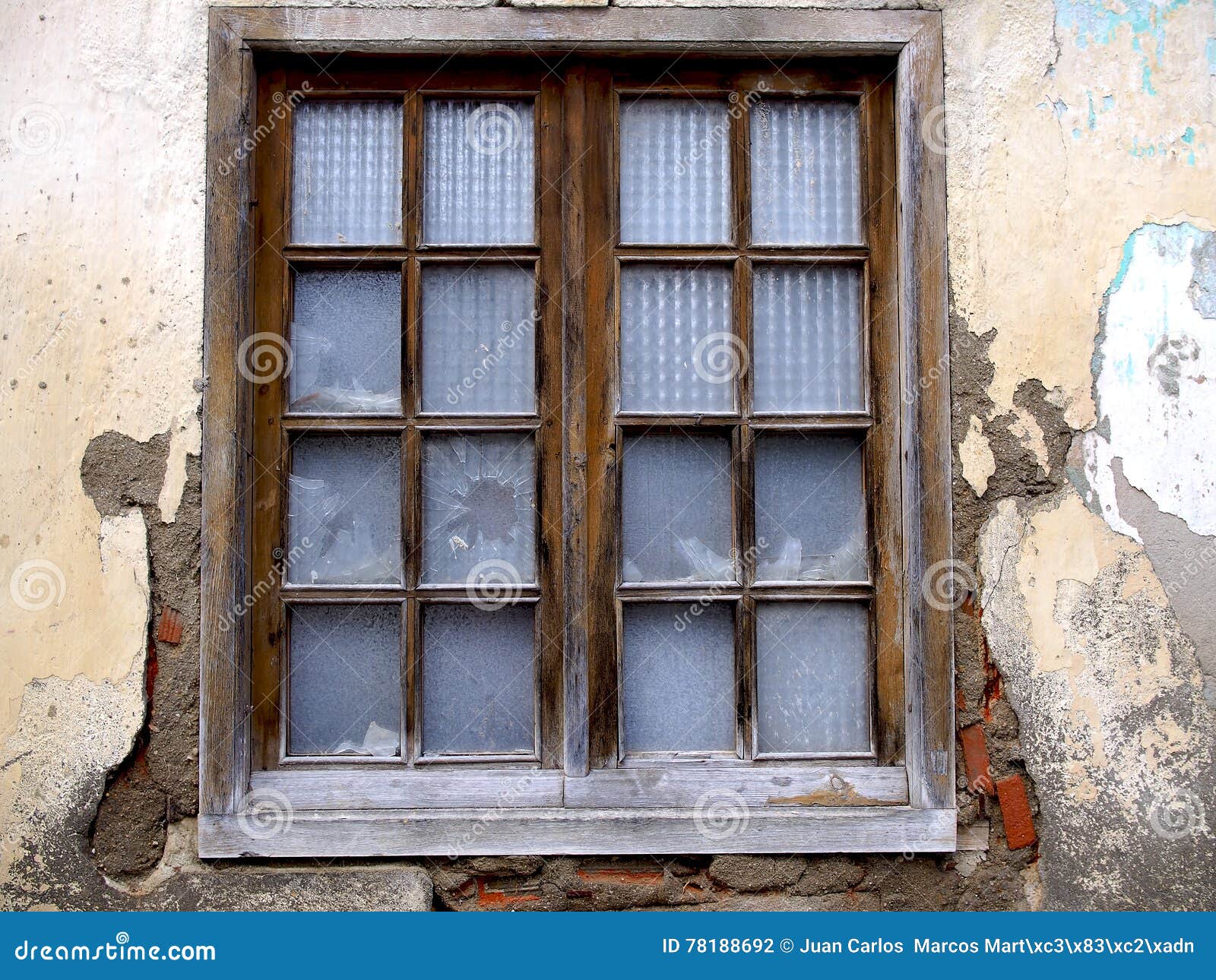 Wooden Window and Broken Glass Stock Photo - Image of damage, abandoned ...