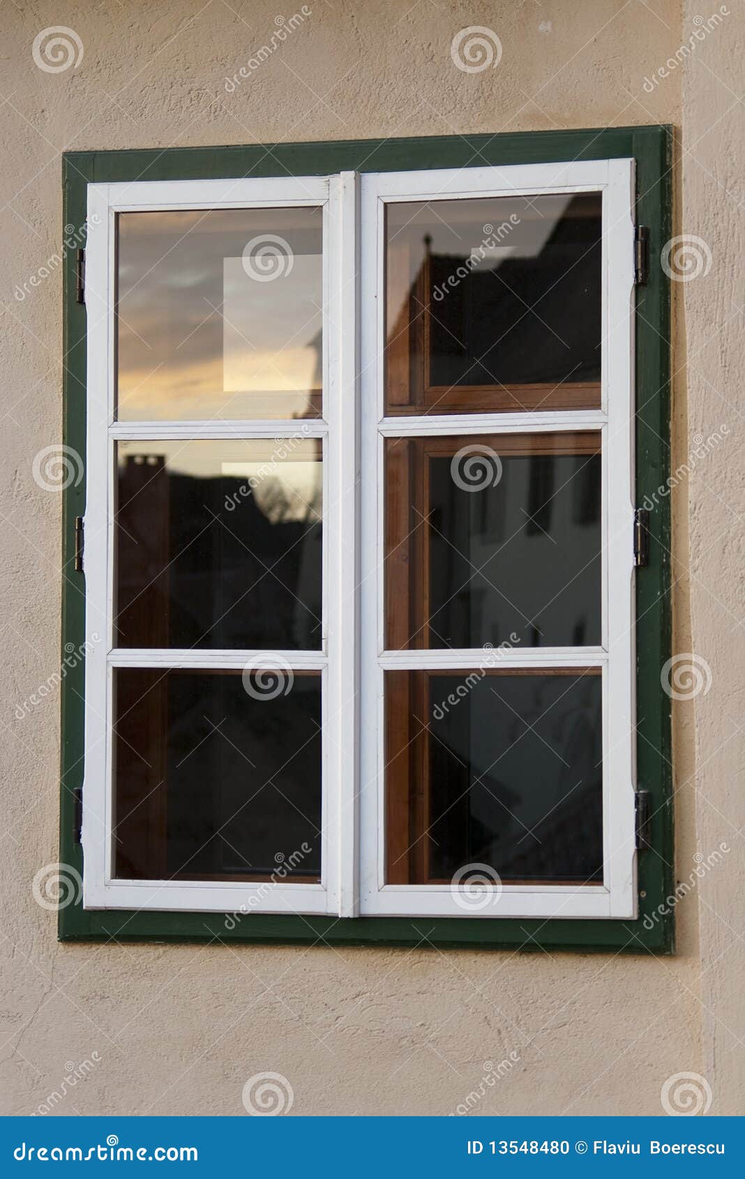 Wooden Window Dusk Reflection Stock Photo - Image of reddish, embed ...