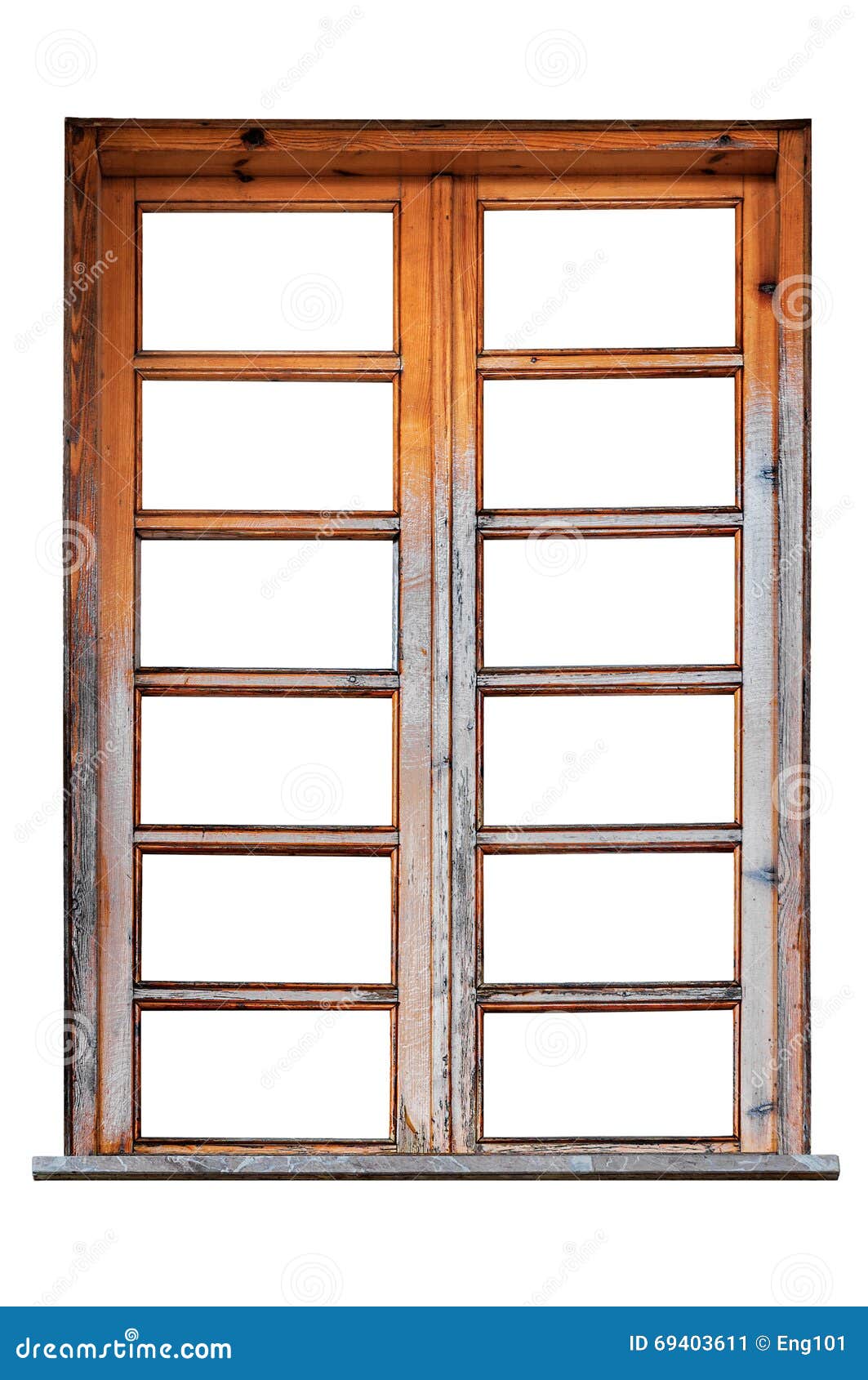 Wooden Window Frame Isolated on White Background Stock Image - Image of ...