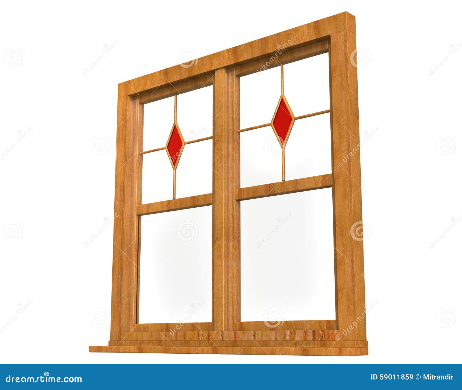 Wooden Window Frame with Stained Glass Stock Image - Image of ...