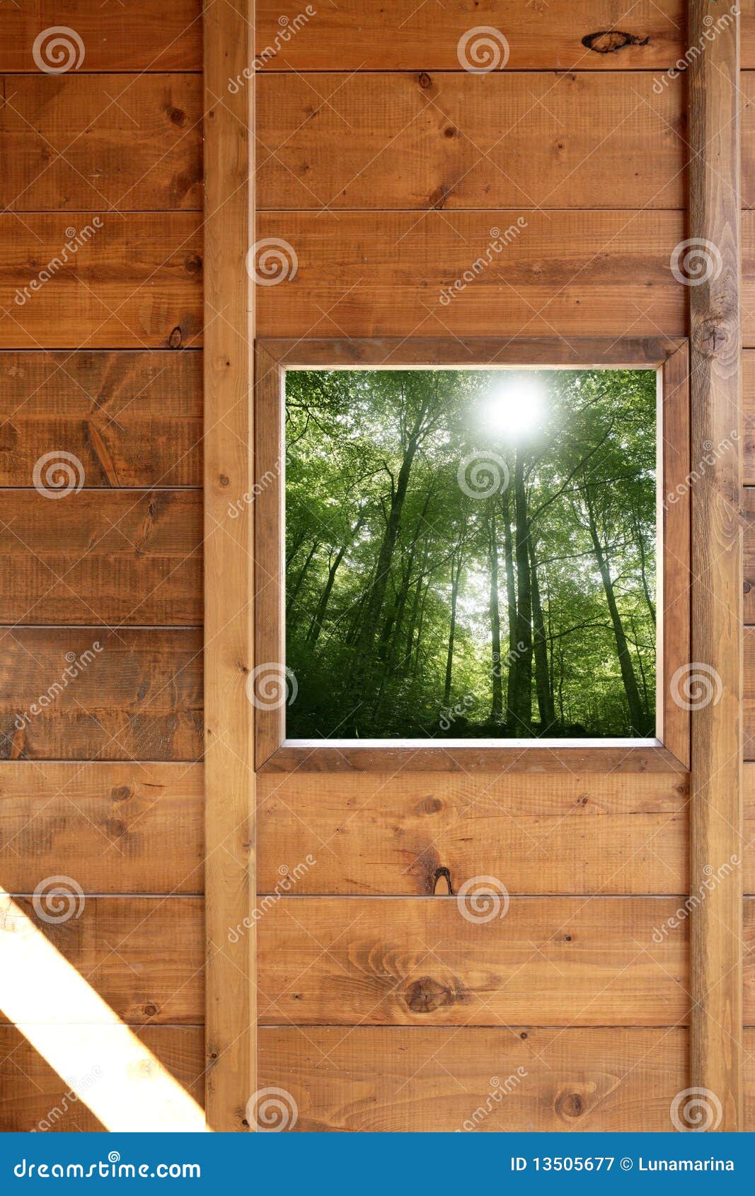 Wooden Window Jungle Green Forest View Stock Image - Image of golden ...