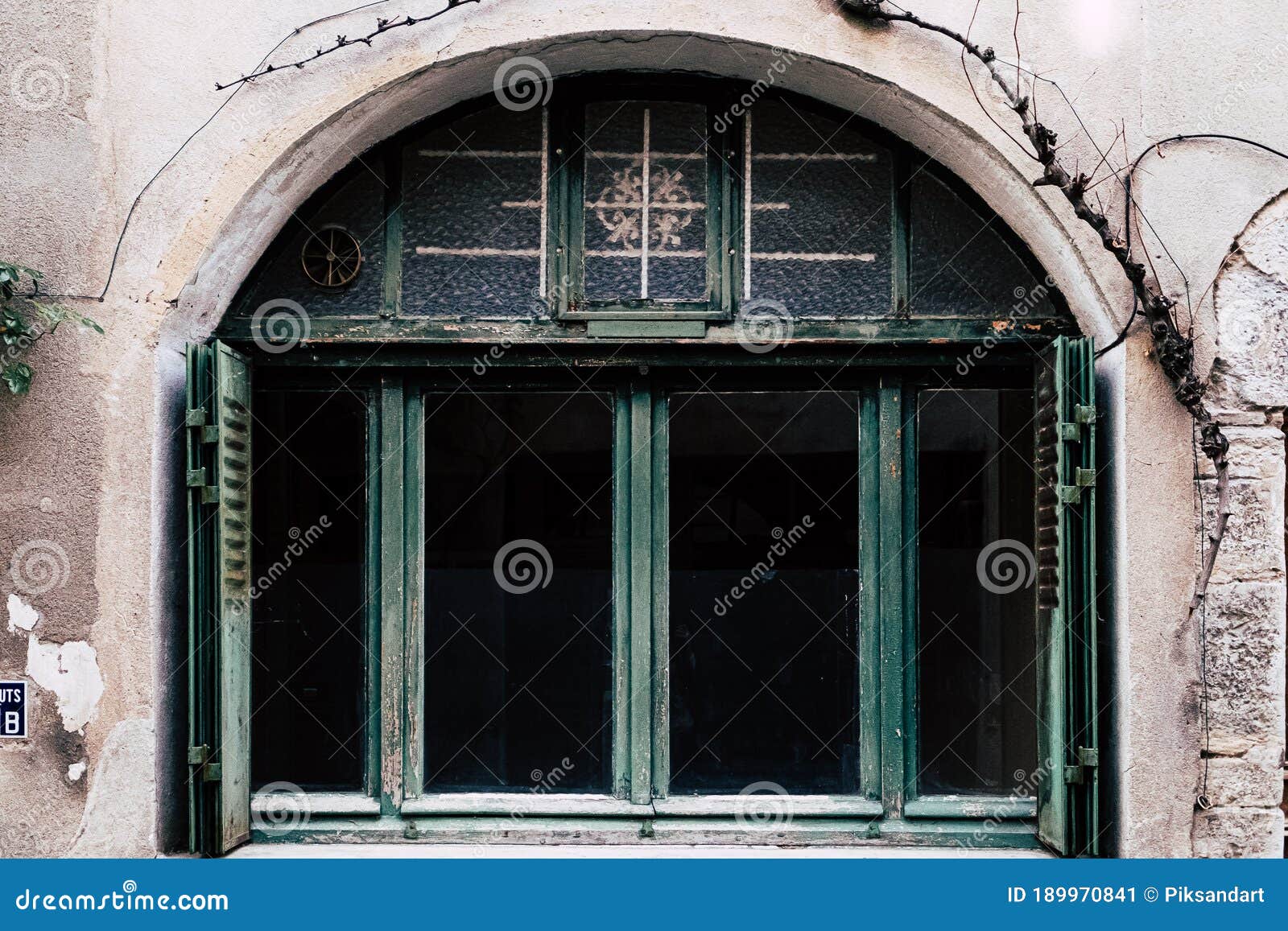 Wooden Window of an Old Arch-shaped House Stock Image - Image of detail ...
