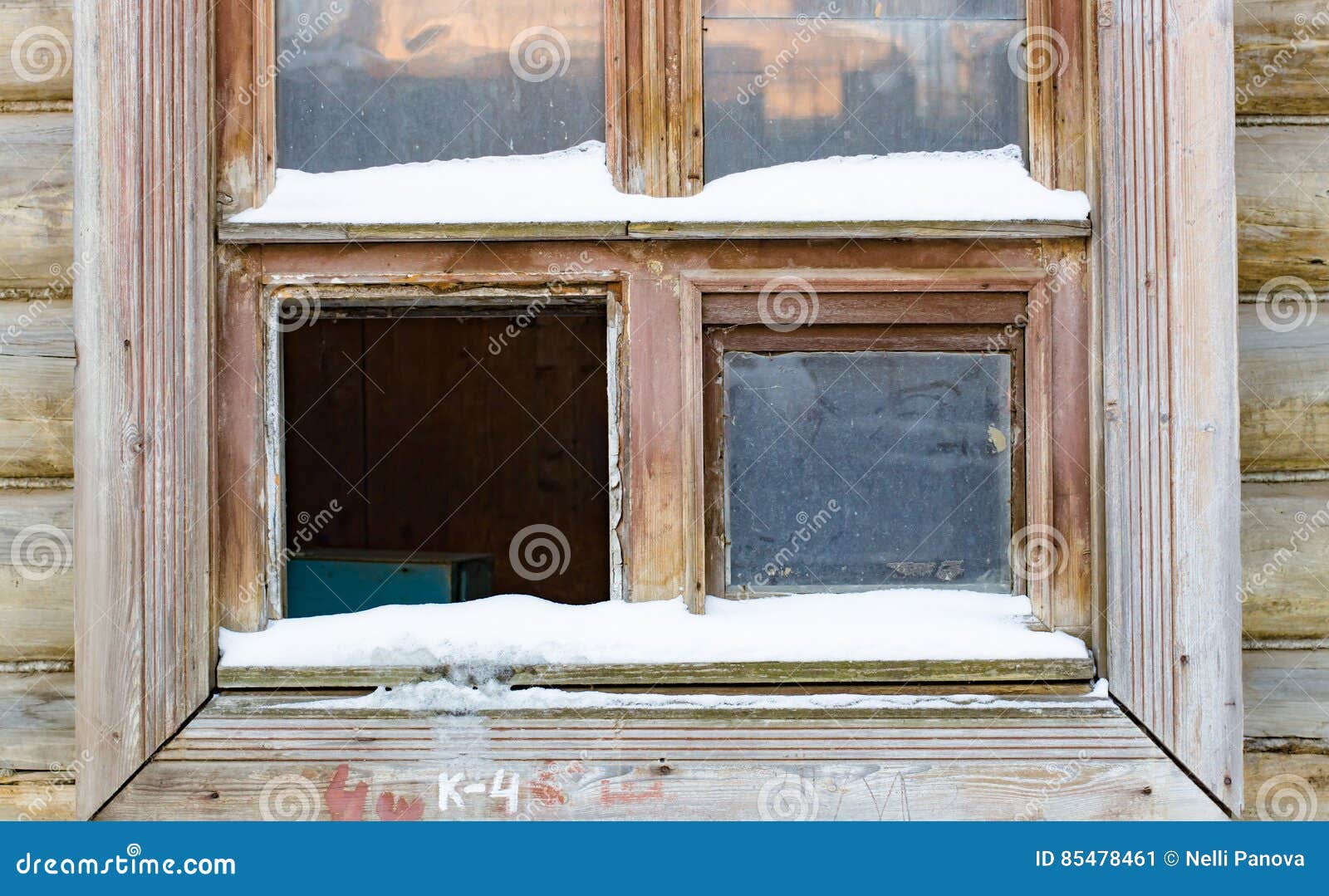 Wooden Window on the Old Wall Stock Image - Image of glass, historic ...
