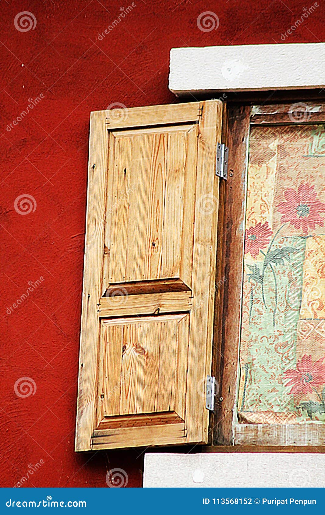 The Wooden Window Opens on One Side. Stock Photo - Image of greek ...