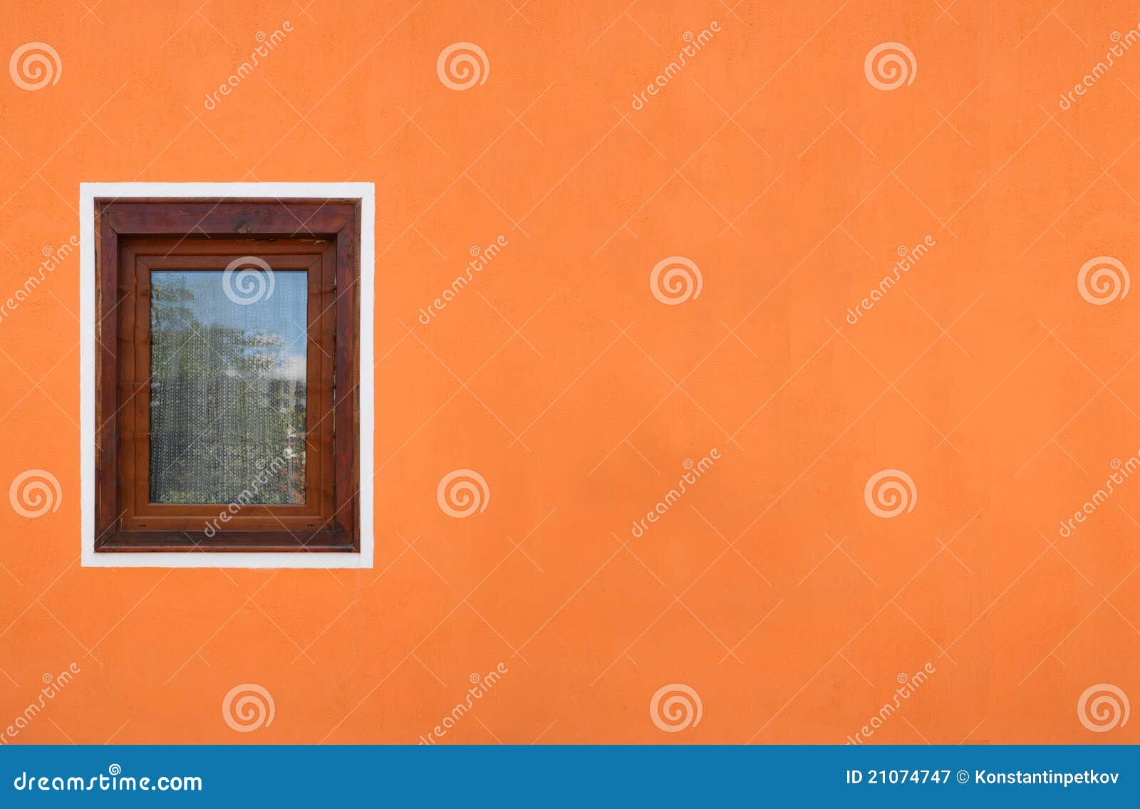 Wooden Window on Orange Wall Stock Image - Image of ornament, urban ...