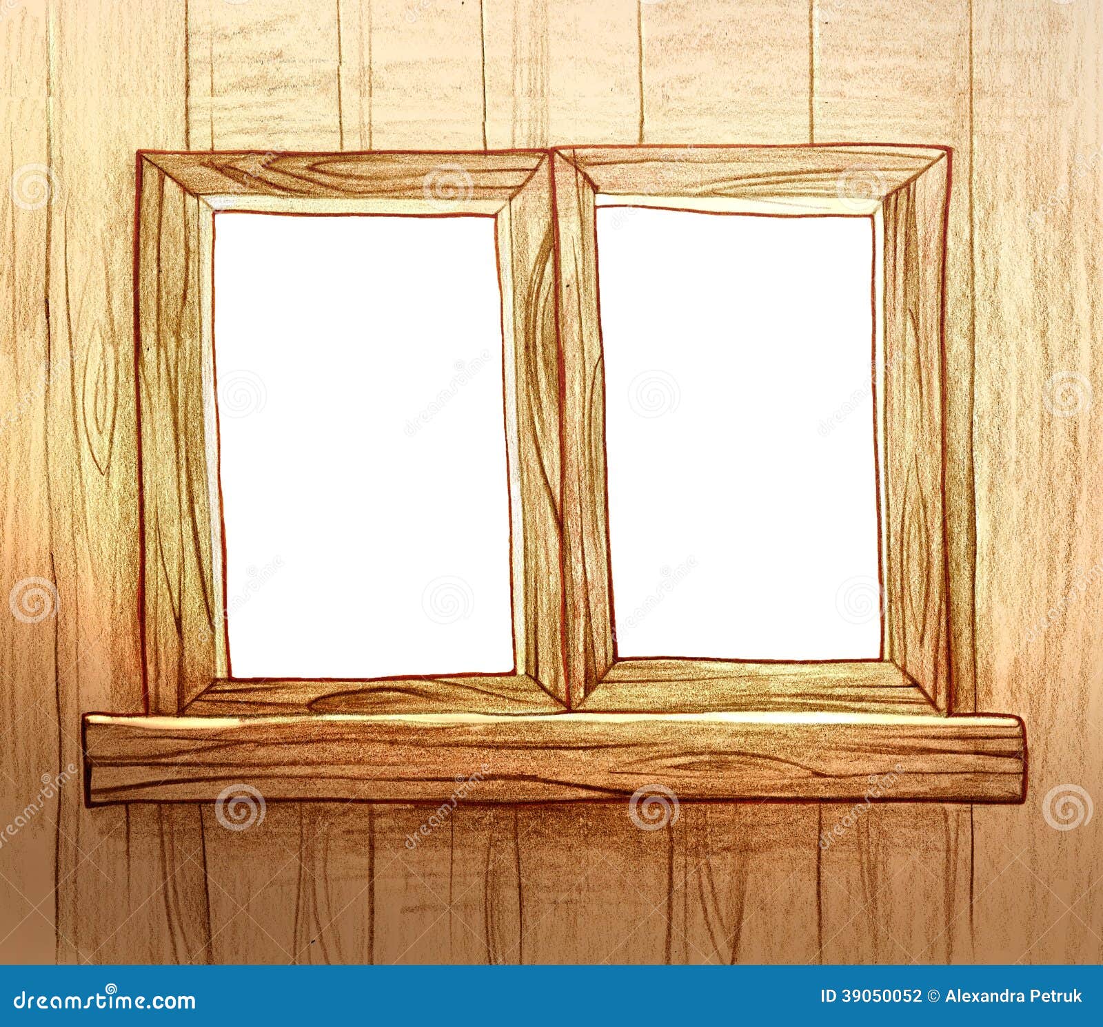 Wooden window stock illustration. Illustration of plank - 39050052