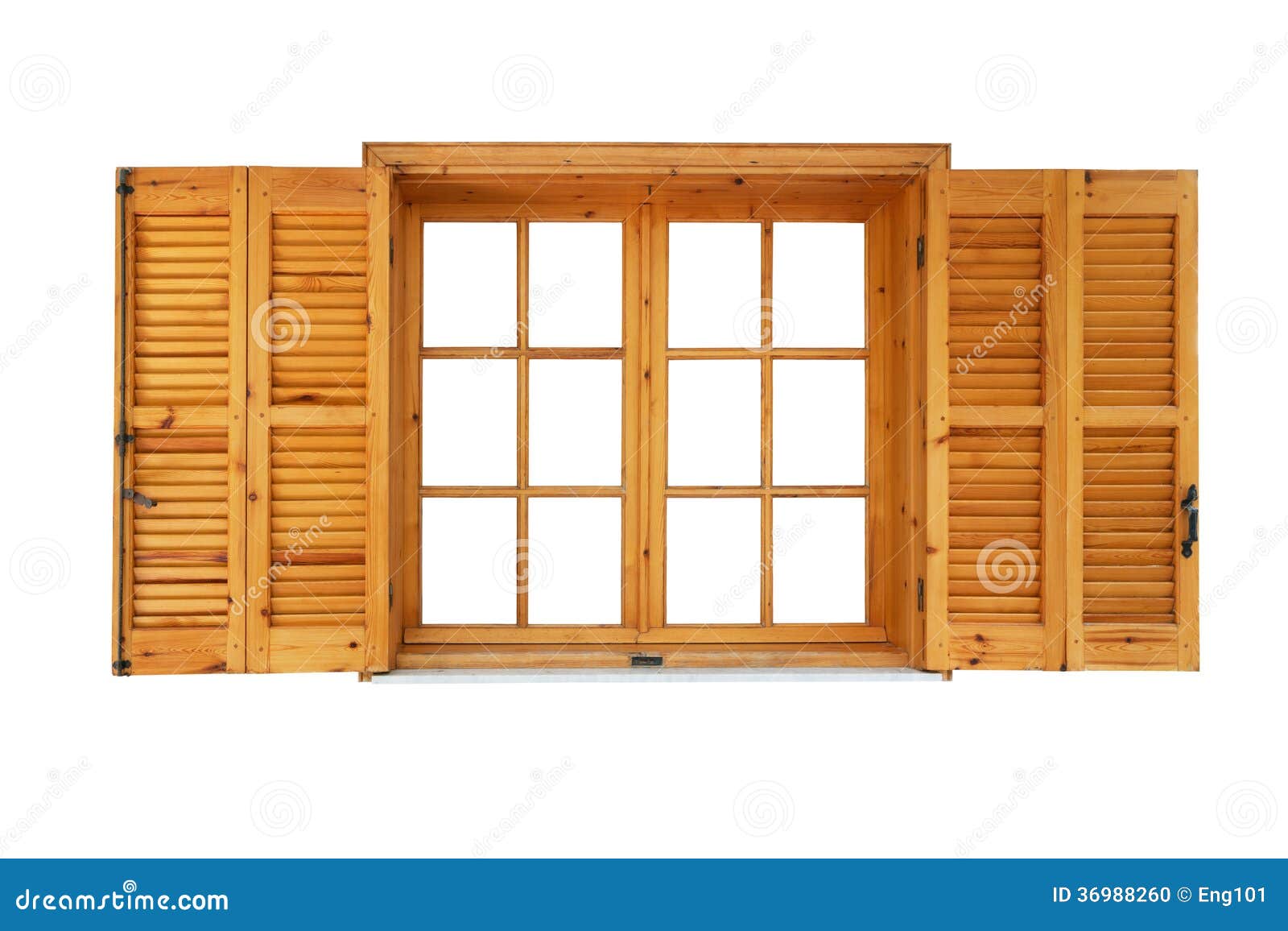 Wooden Window with Shutters Opened Stock Photo - Image of architecture ...