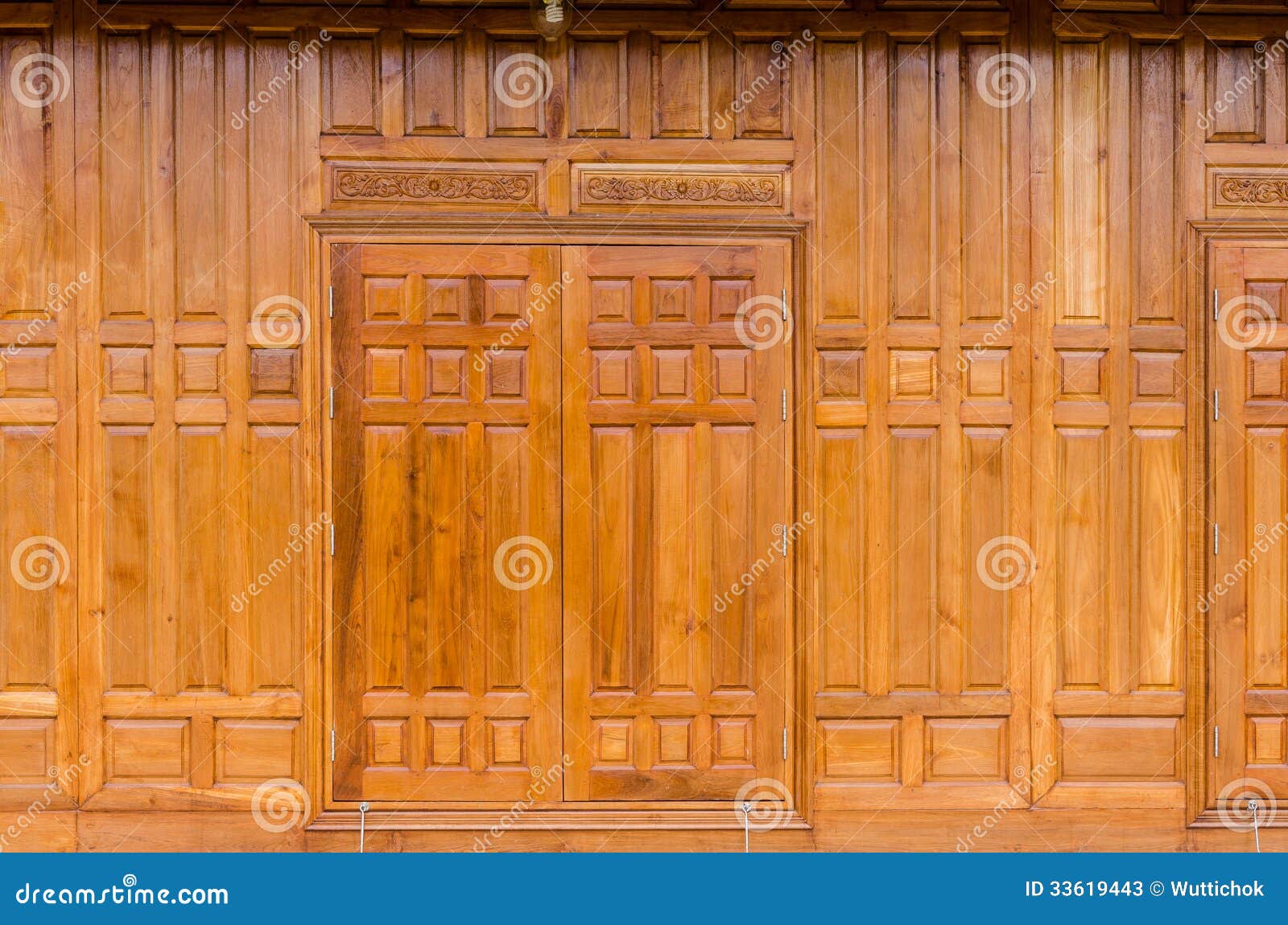 Wooden Window on a Wooden Wall. Stock Image - Image of decoration ...