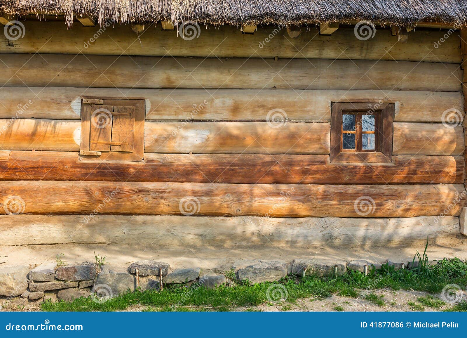 Wooden Windows on a Blockhouse Stock Photo - Image of europe, house ...