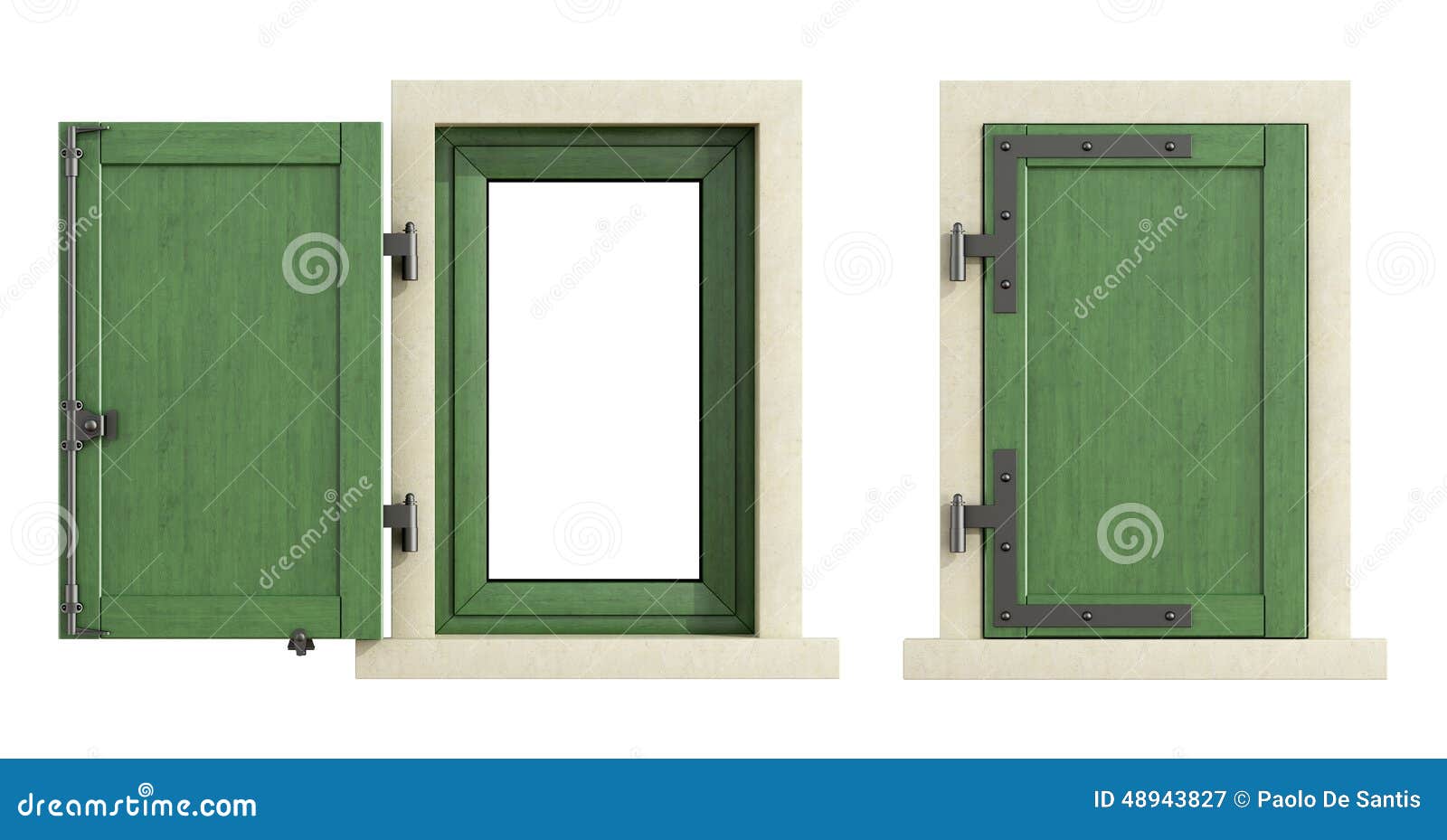 Wooden Windows with Close and Open Shutter Stock Illustration ...