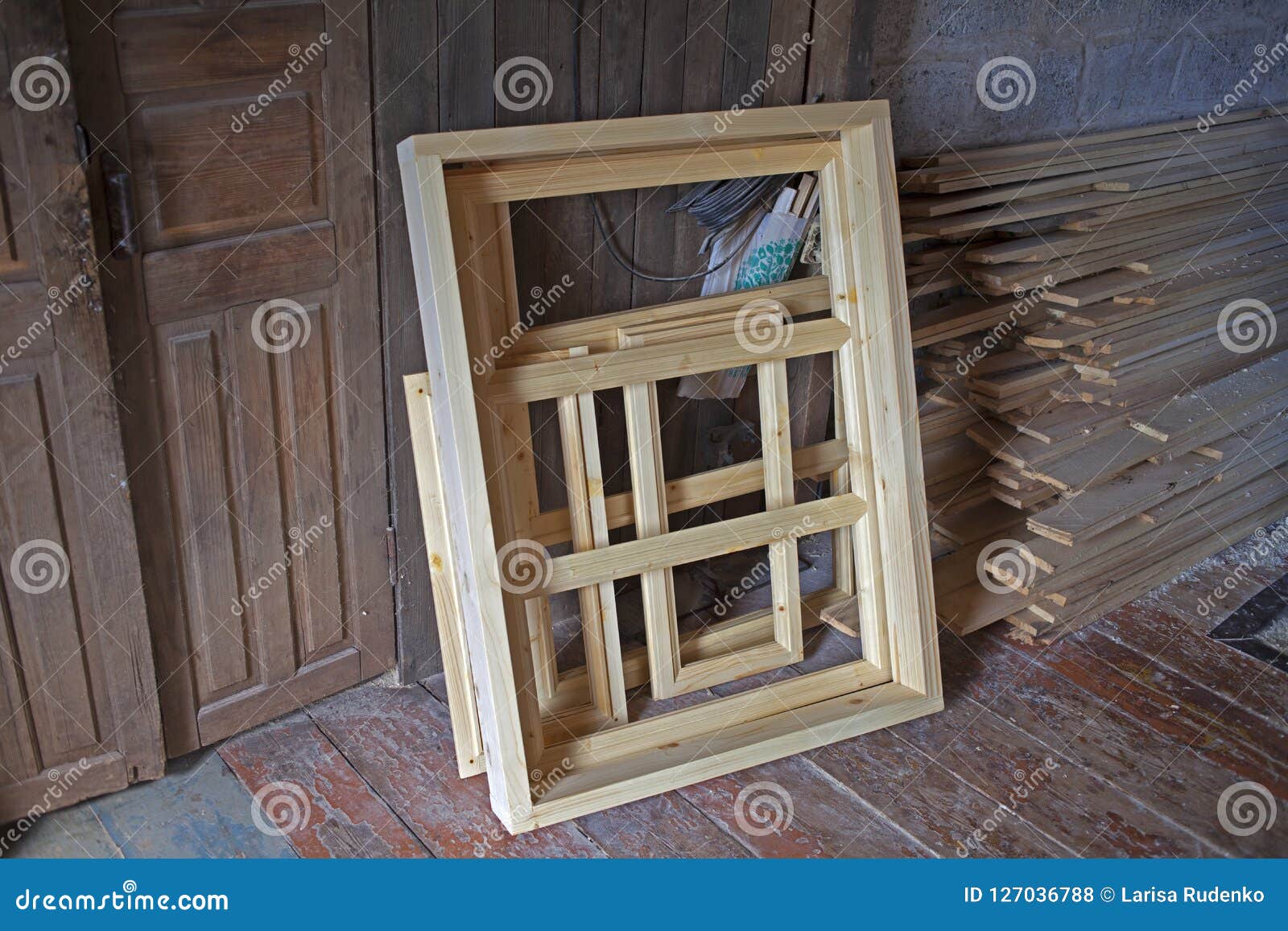 Wooden Frames for Windows in the Carpentry Workshop Stock Photo - Image ...