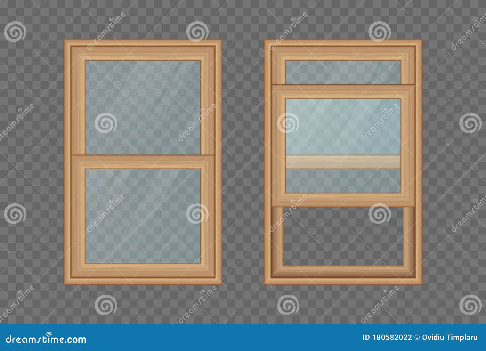 Wooden Windows Set Vector Illustration Isolated Stock Vector ...